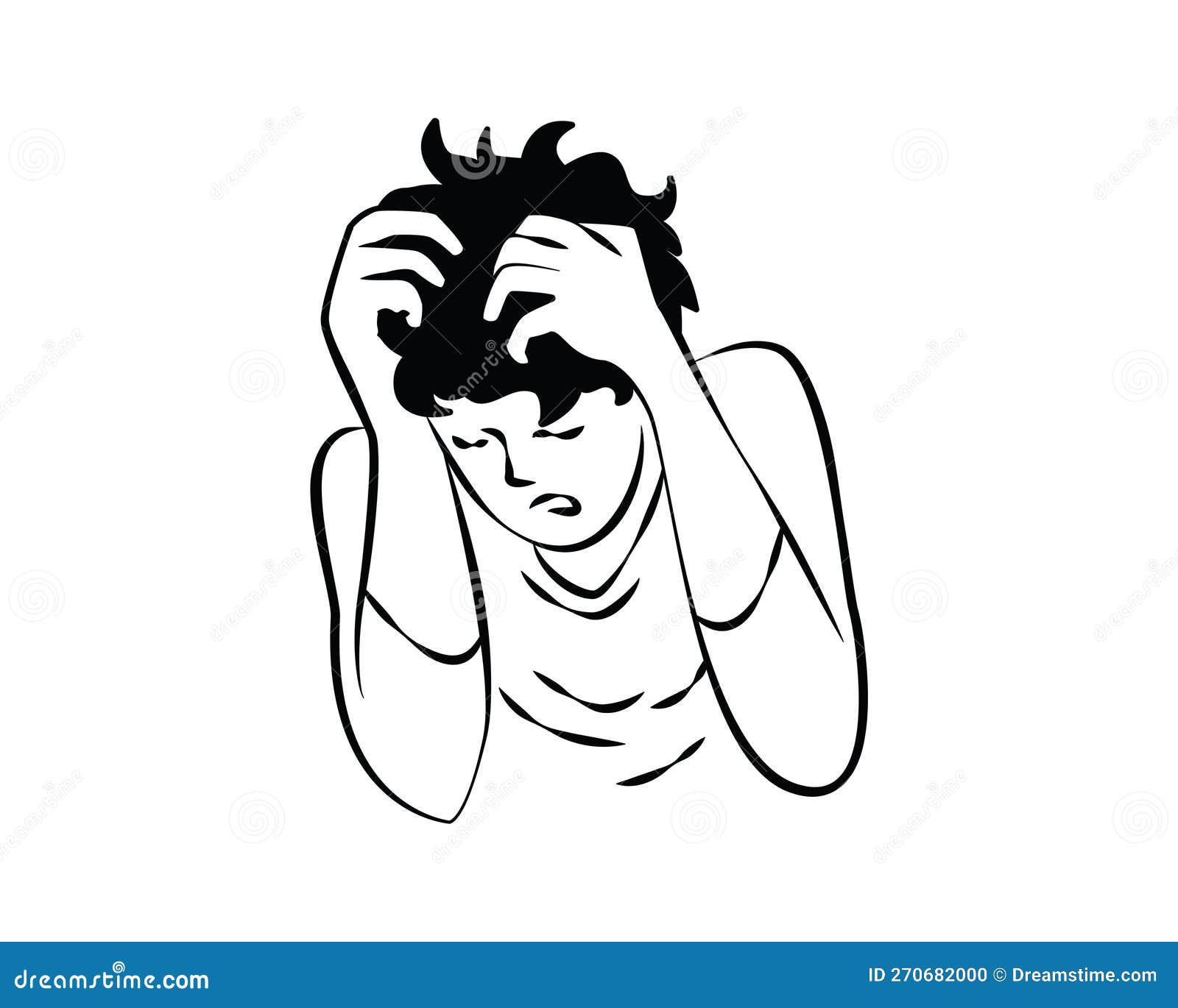 Man Having a Dizzy or Anxiety Moment Illustration with Silhouette Style ...