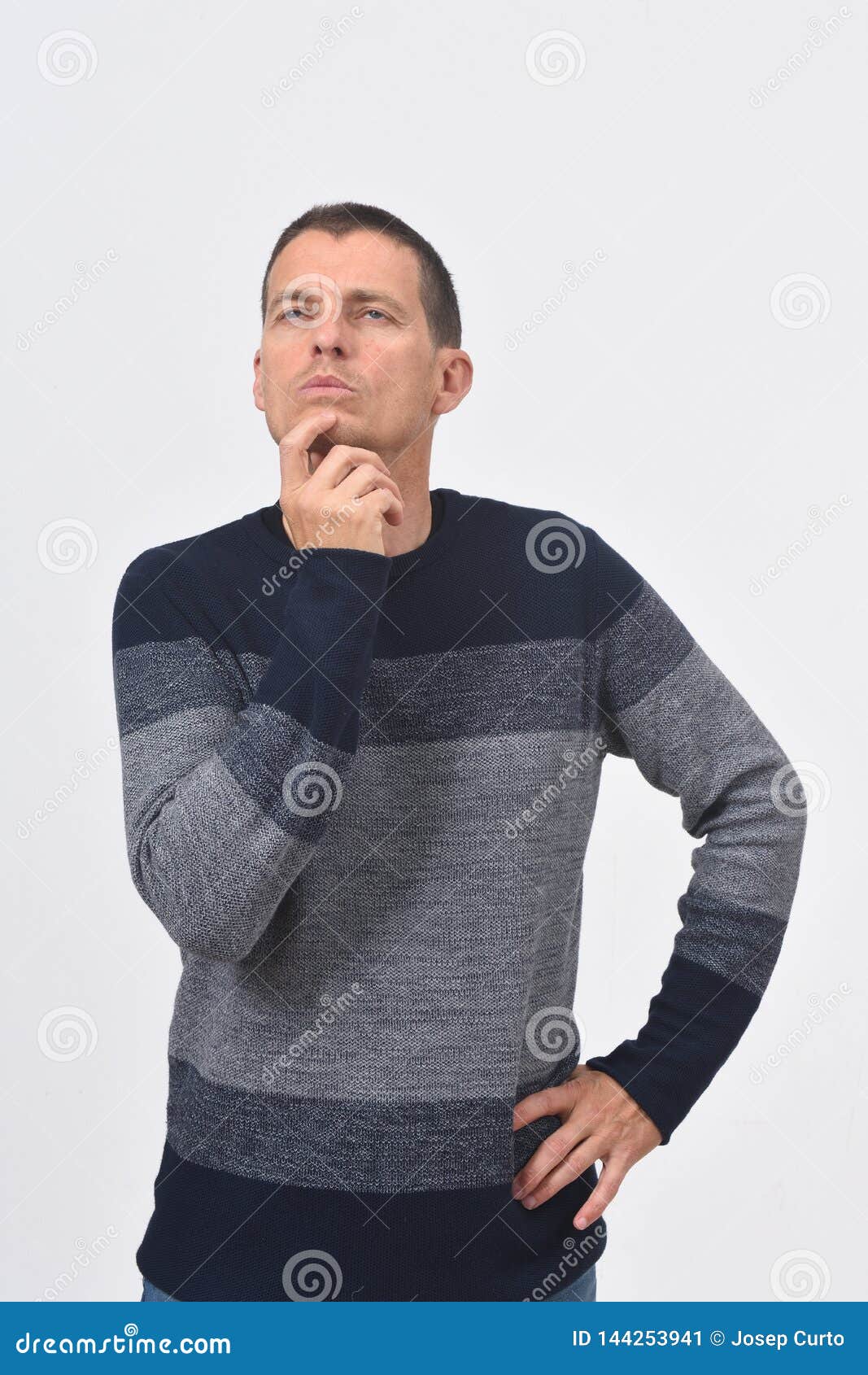 Man Having a Doubt or Question on White Background Stock Image - Image ...