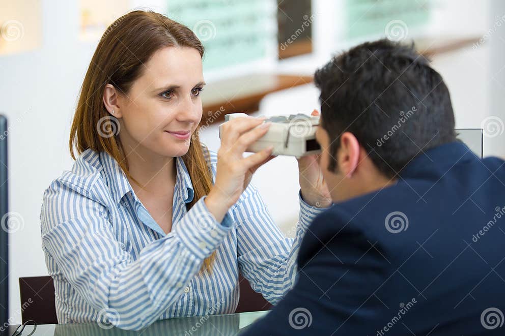 Man Having Eye Test with Slit Lamp Stock Image - Image of diagnostic ...