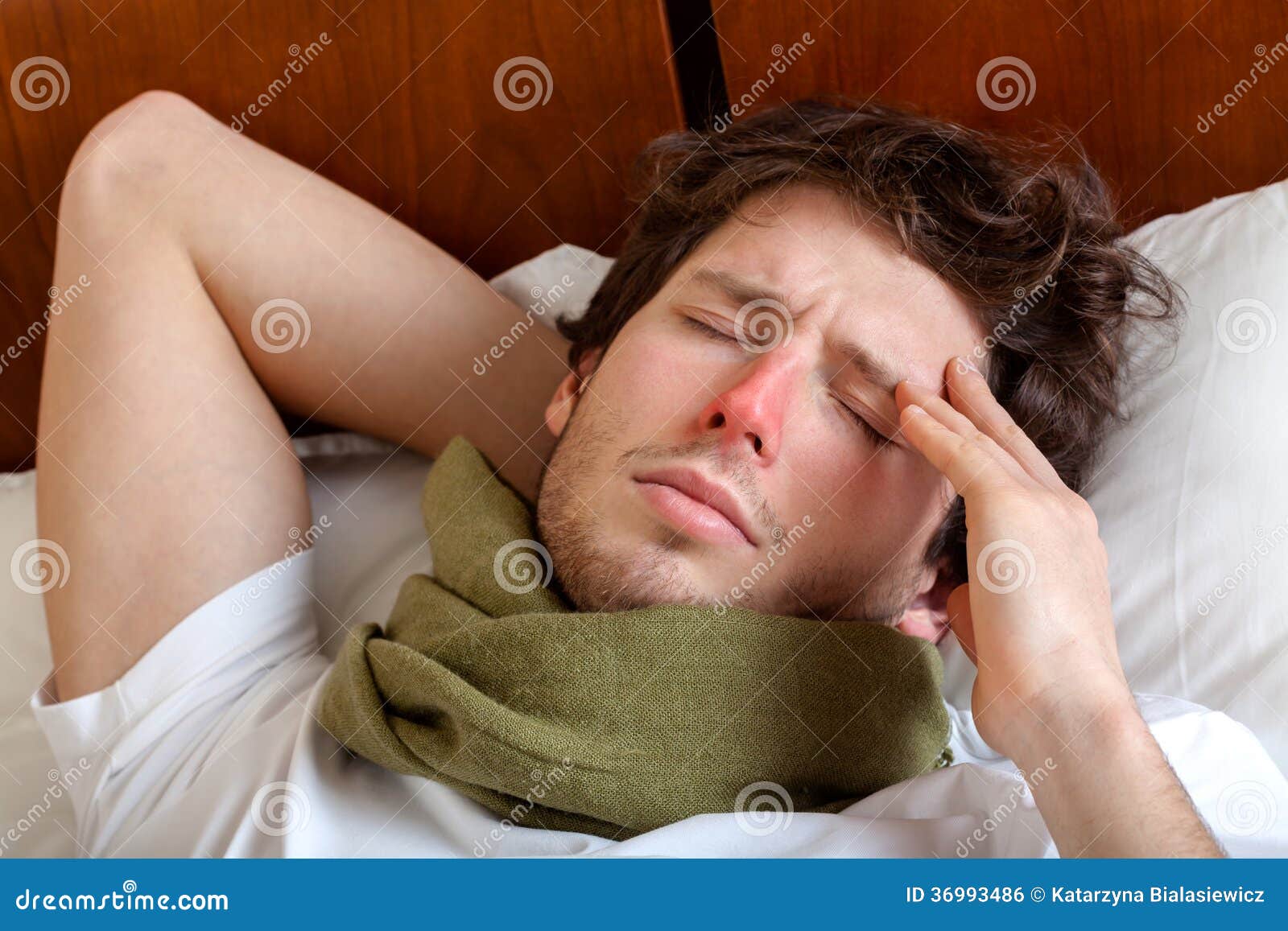 Man having a flu stock photo. Image of alone, grippe - 36993486