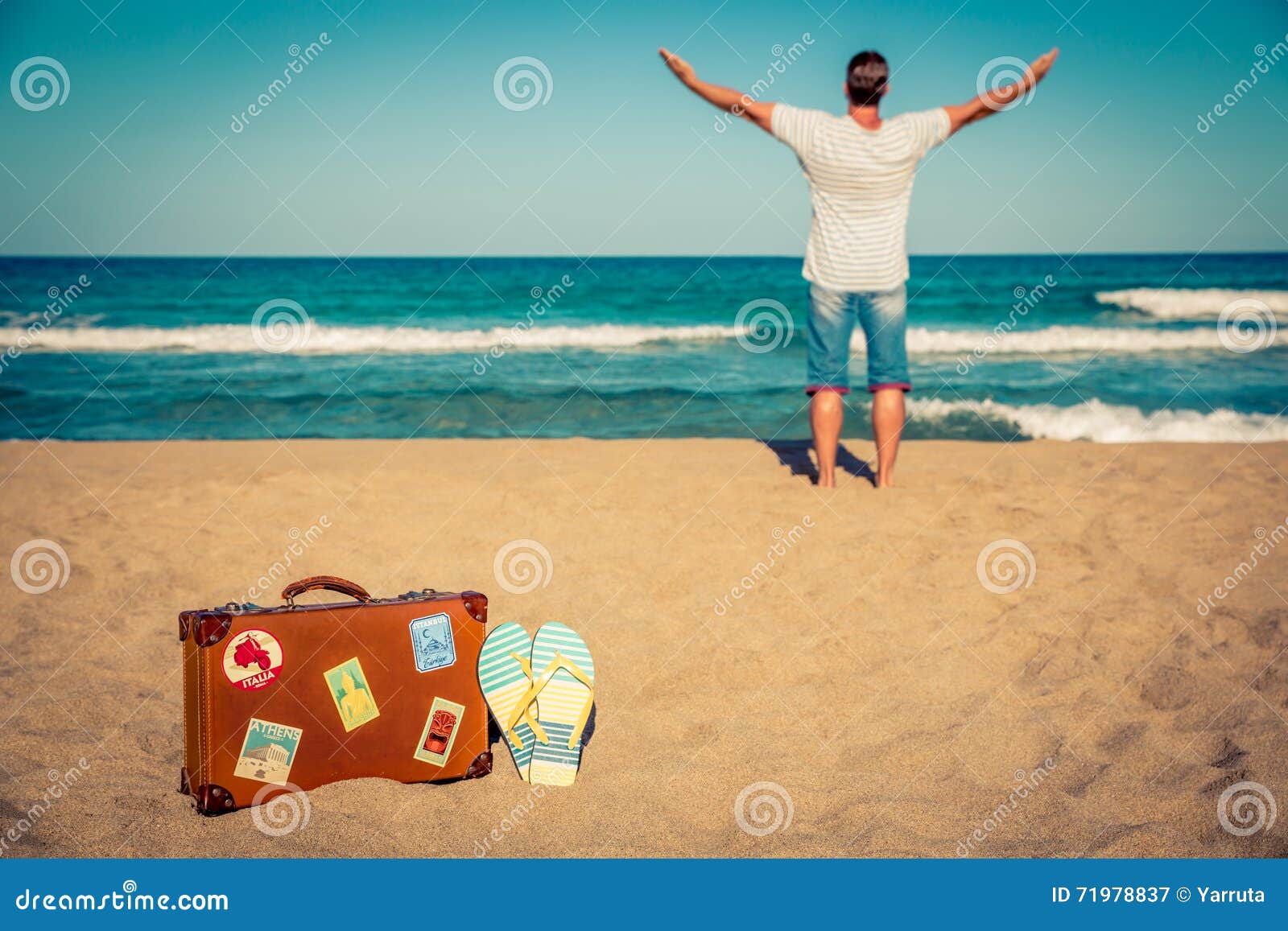 Man Having Fun on the Beach Stock Image - Image of arms, person: 71978837