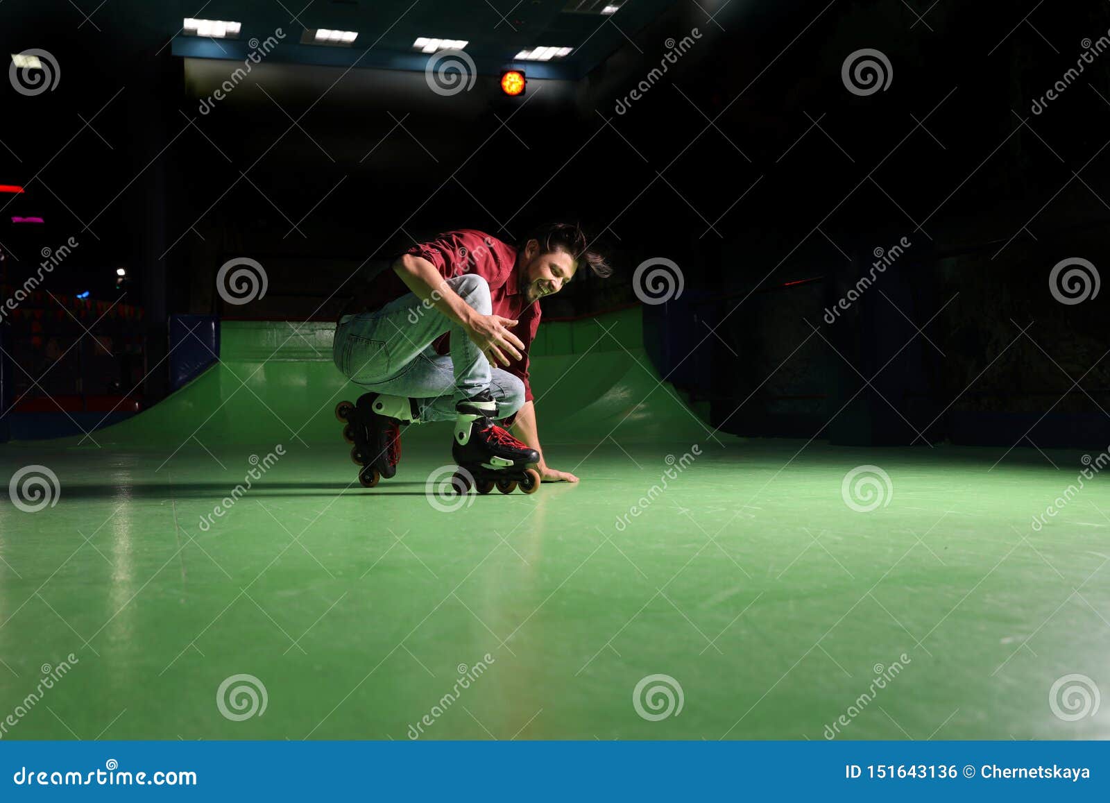 Man Having Fun at Roller Skating Rink Stock Photo - Image of skating ...