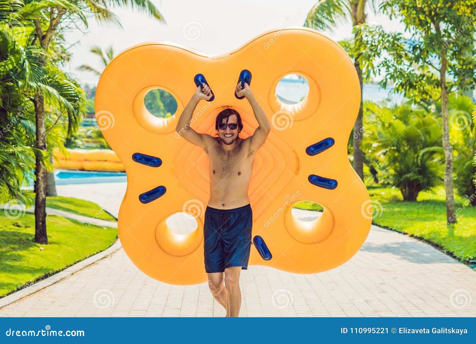 Man Having Fun at Water Park. Stock Image - Image of couple, aquapark ...