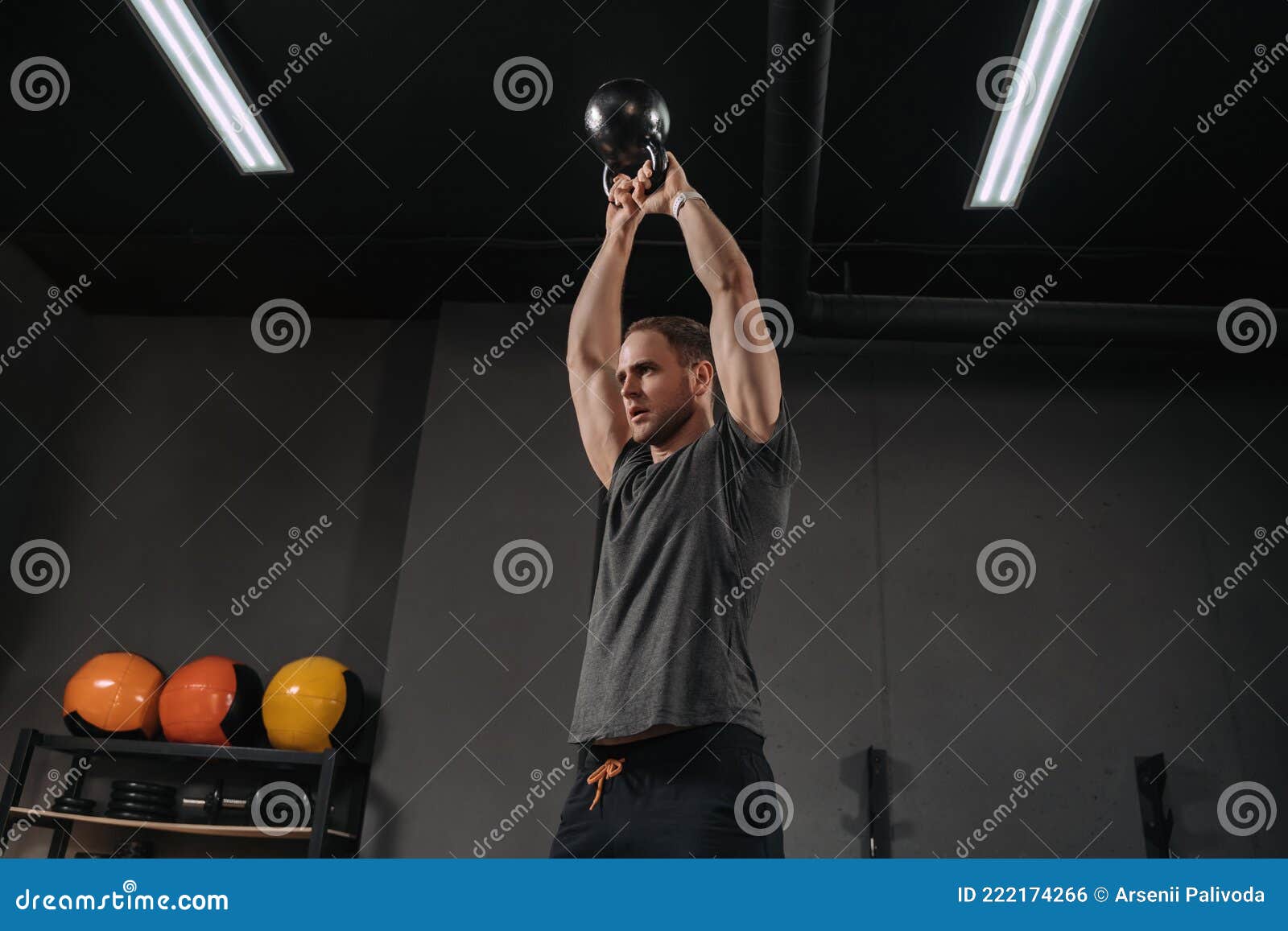 Man Having Functional Training with Kettlebell Stock Photo - Image of ...