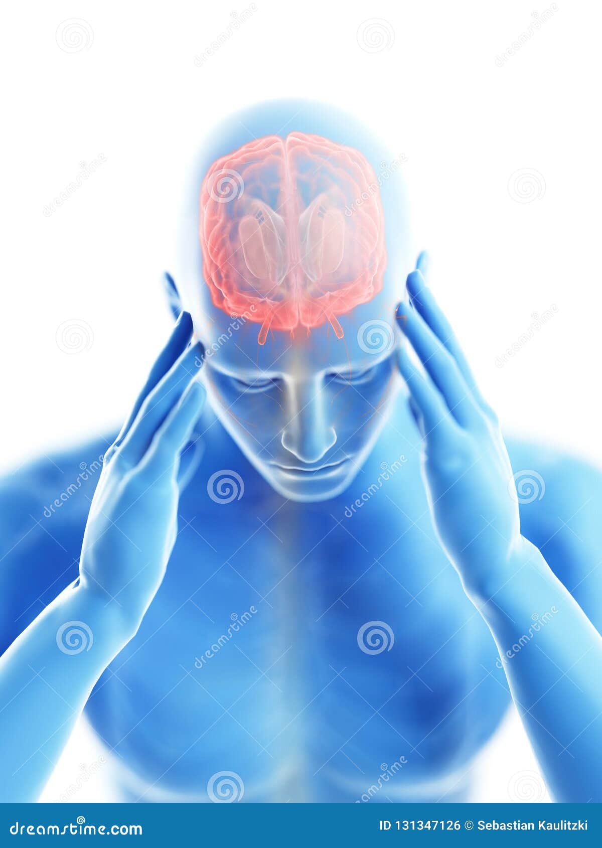 Set Man Having Headache, Psoriasis Or Eczema Rash, Microscope, Reddish ...