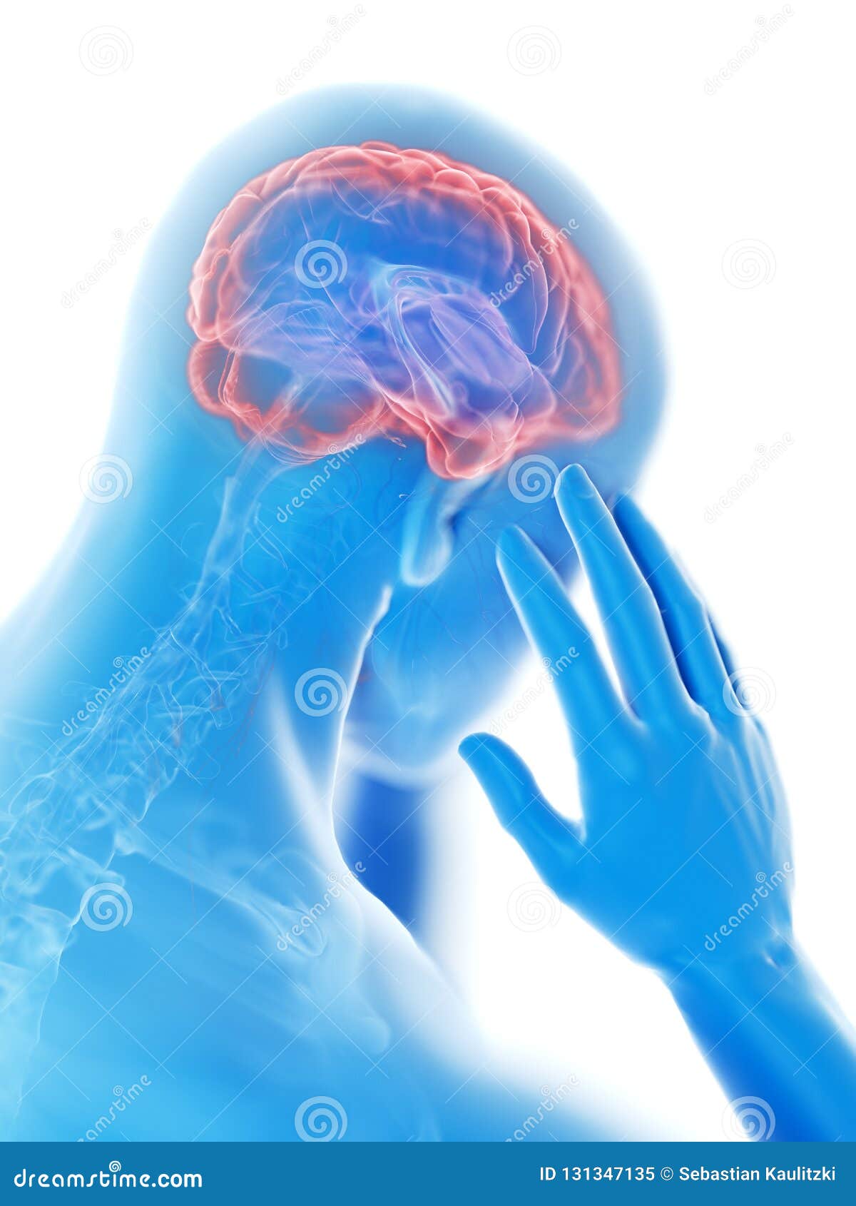 Set Man Having Headache, Psoriasis Or Eczema Rash, Microscope, Reddish ...