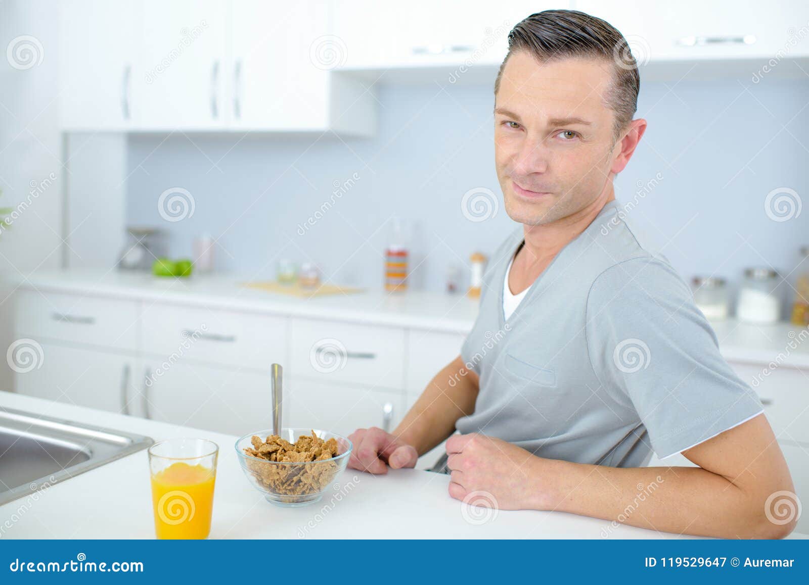 Man having his breakfast stock image. Image of dish - 119529647