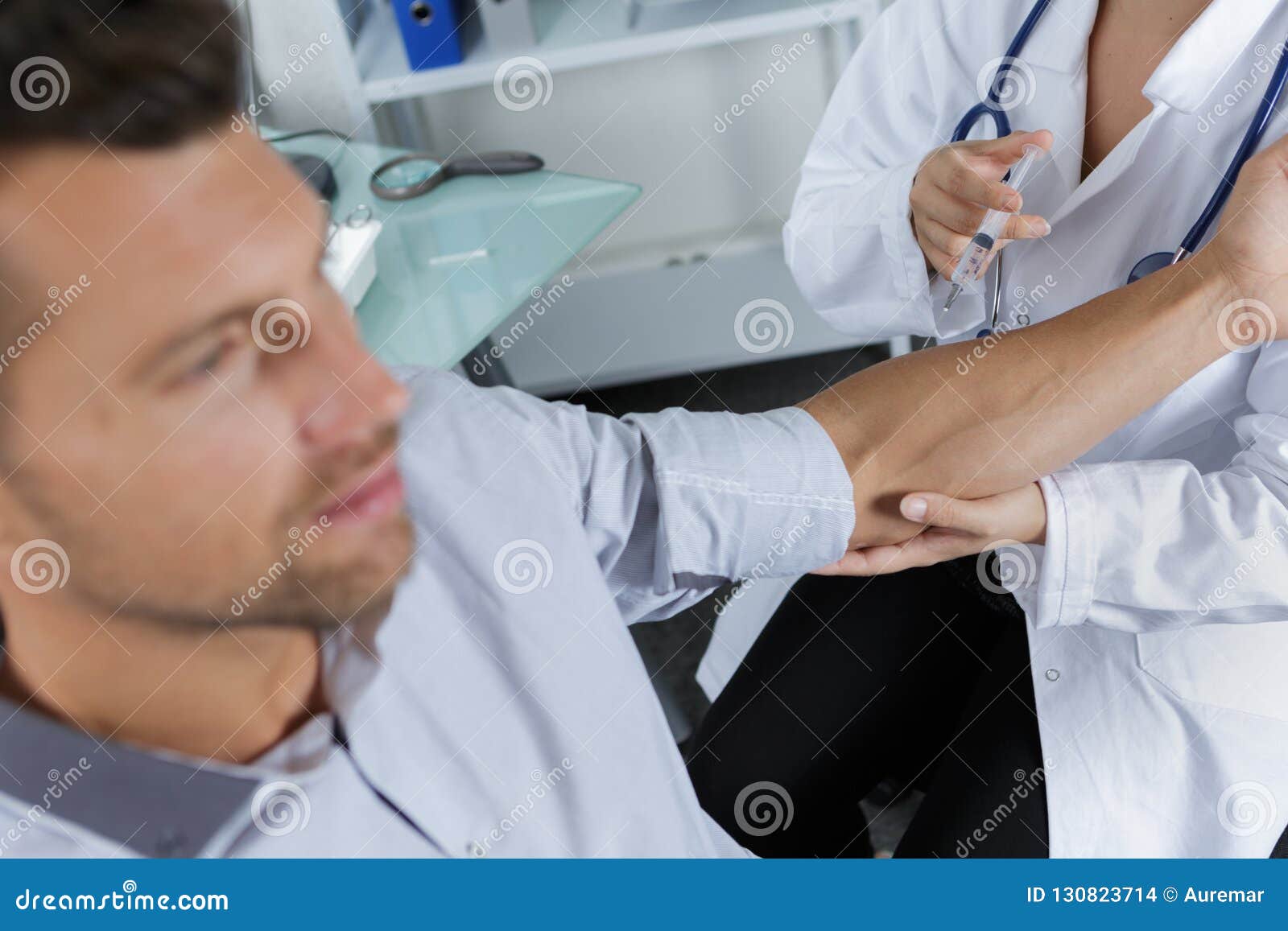 Man Having Injection in Arm Stock Photo - Image of sick, medicine ...