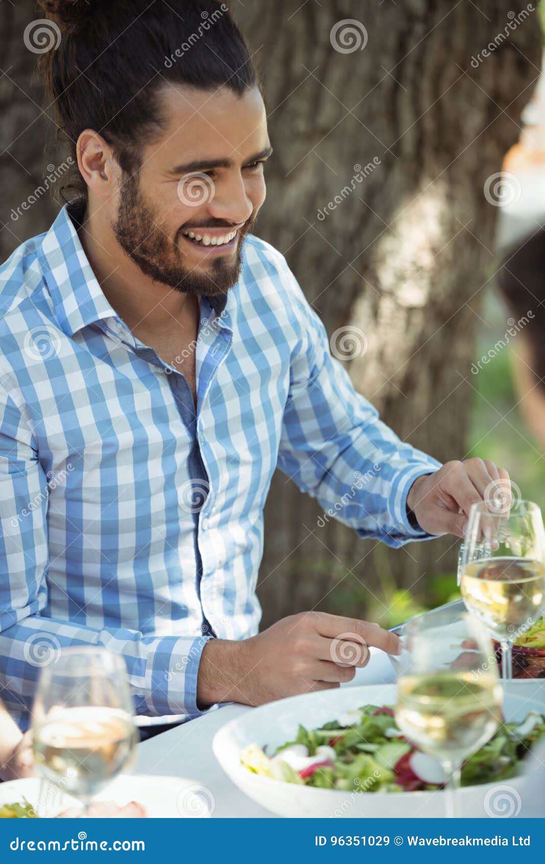 Man having lunch stock image. Image of cheerful, clothing - 96351029