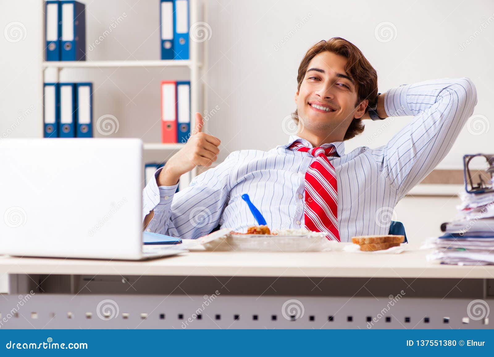 The Man Having Meal at Work during Break Stock Photo - Image of meal ...