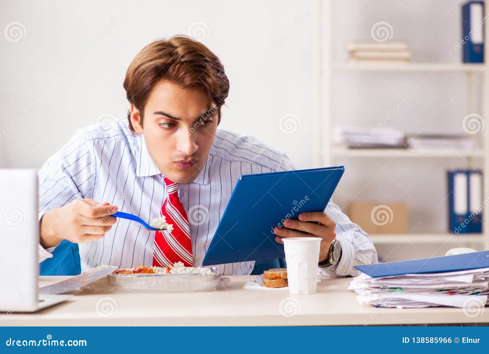 The Man Having Meal at Work during Break Stock Photo - Image of manager ...