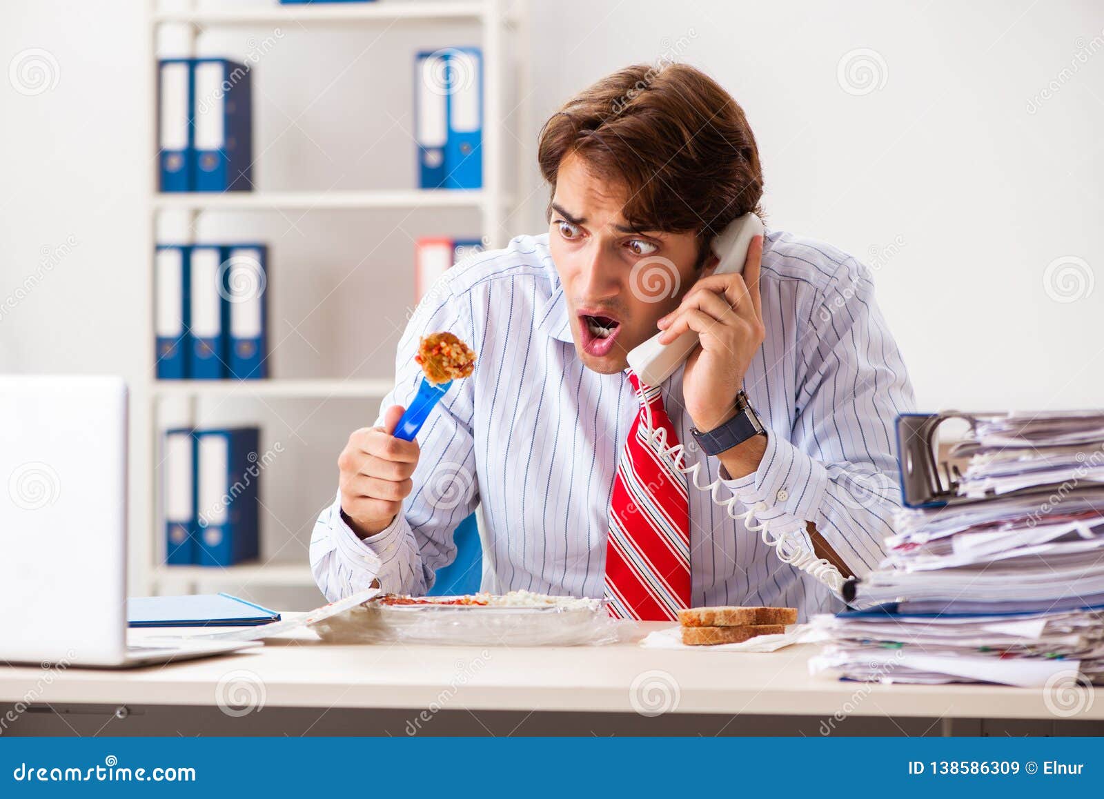 The Man Having Meal at Work during Break Stock Image - Image of ...
