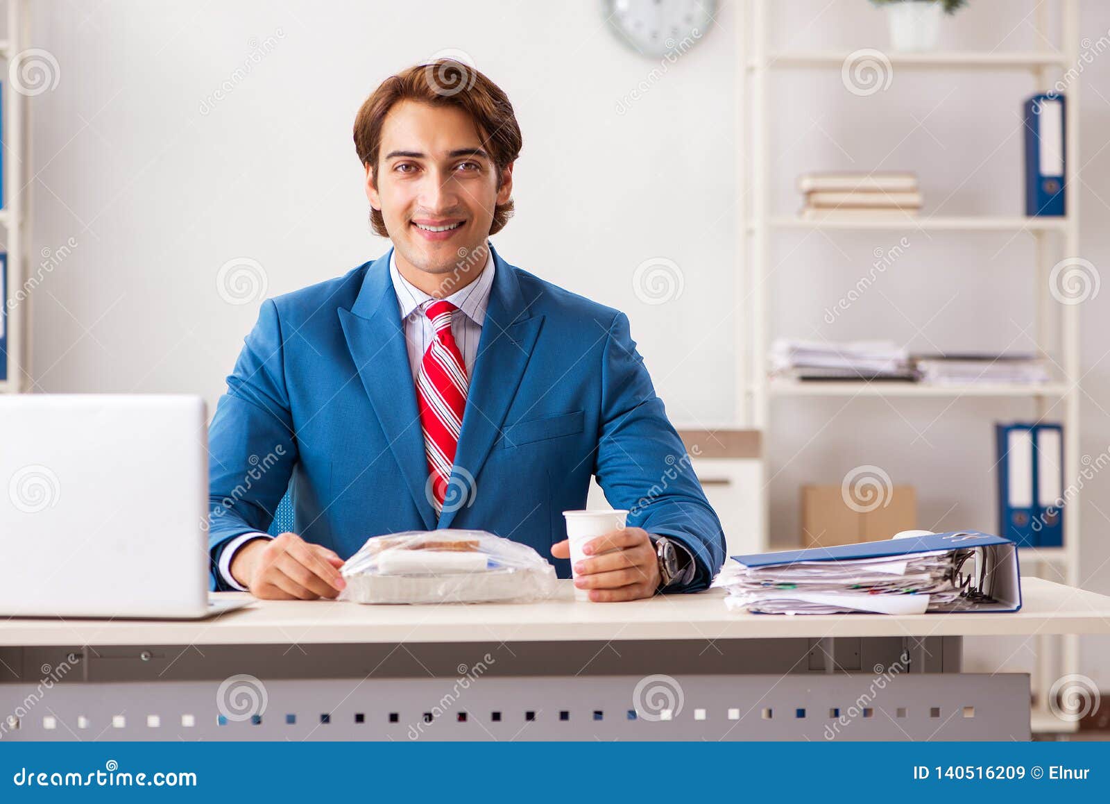 The Man Having Meal at Work during Break Stock Image - Image of manager ...