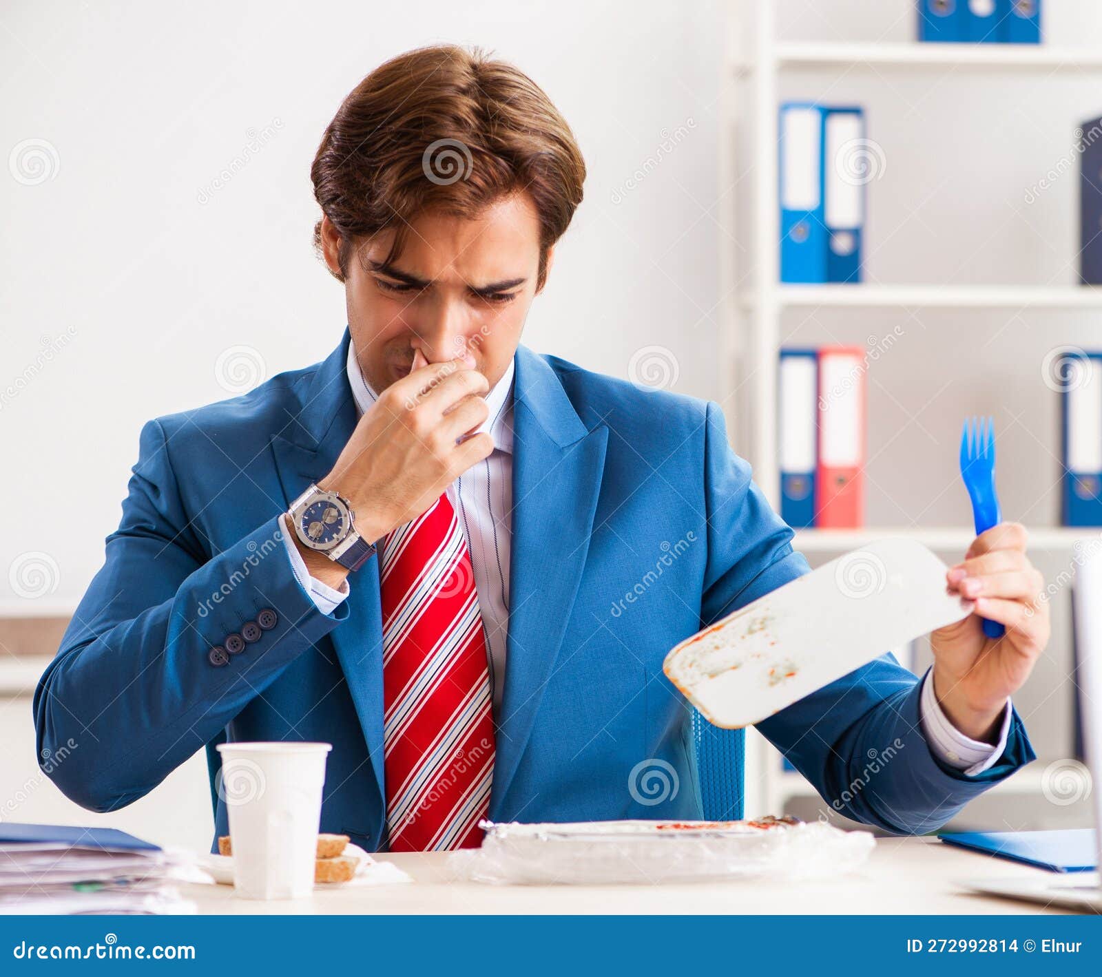 Man Having Meal at Work during Break Stock Photo - Image of healthy ...