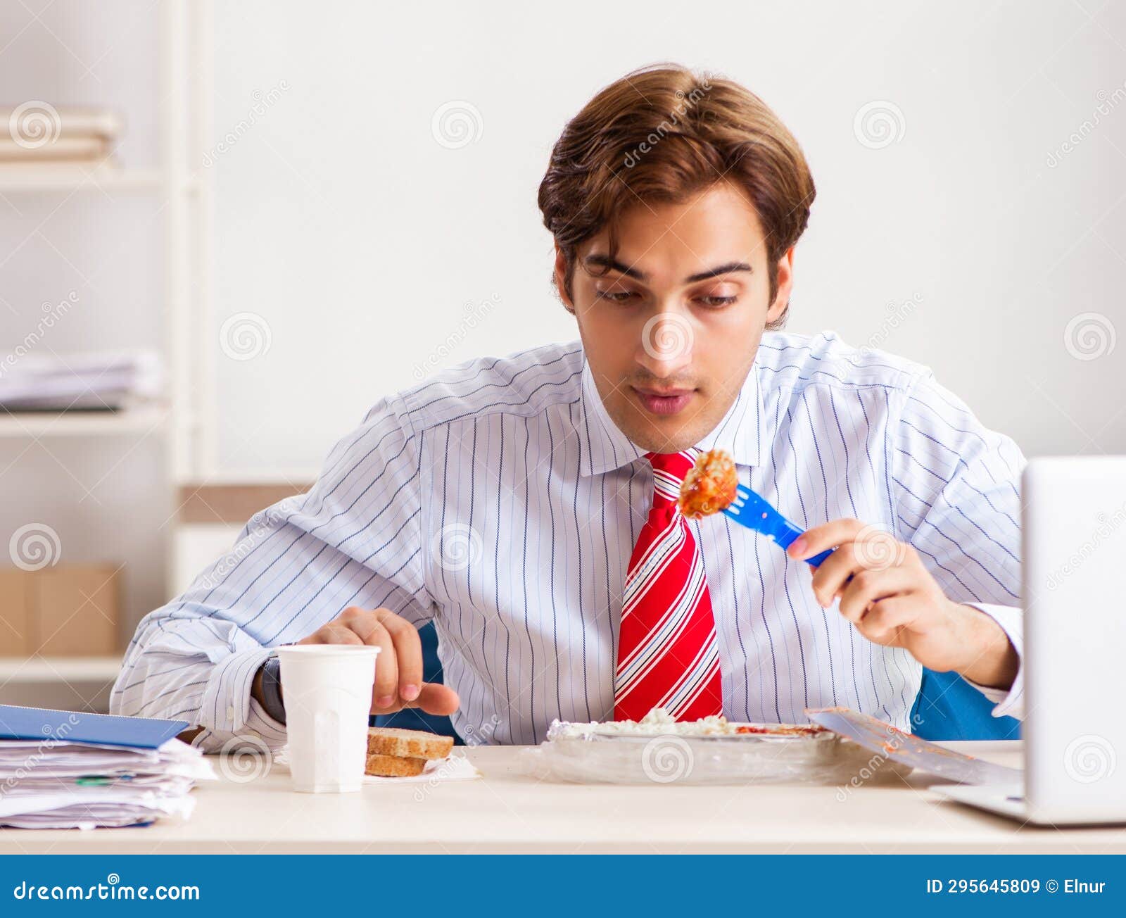 Man Having Meal at Work during Break Stock Image - Image of businessman ...