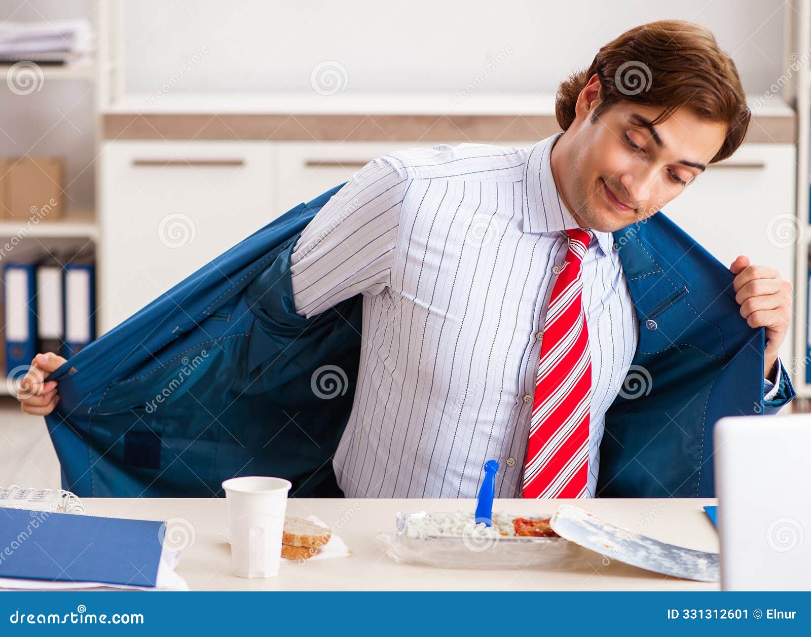 Man Having Meal at Work during Break Stock Image - Image of food, break ...