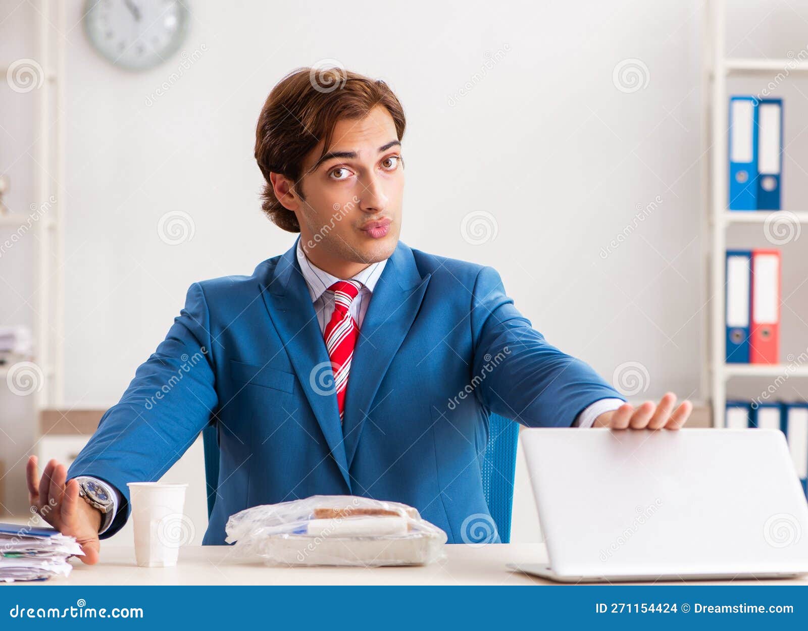 Man Having Meal at Work during Break Stock Photo - Image of healthy ...