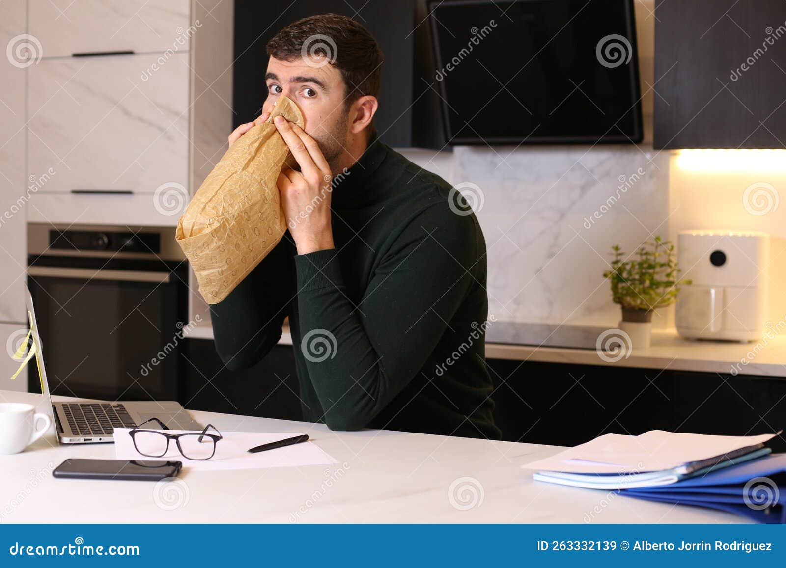 Man Having a Mental Breakdown while Working from Home Stock Image ...