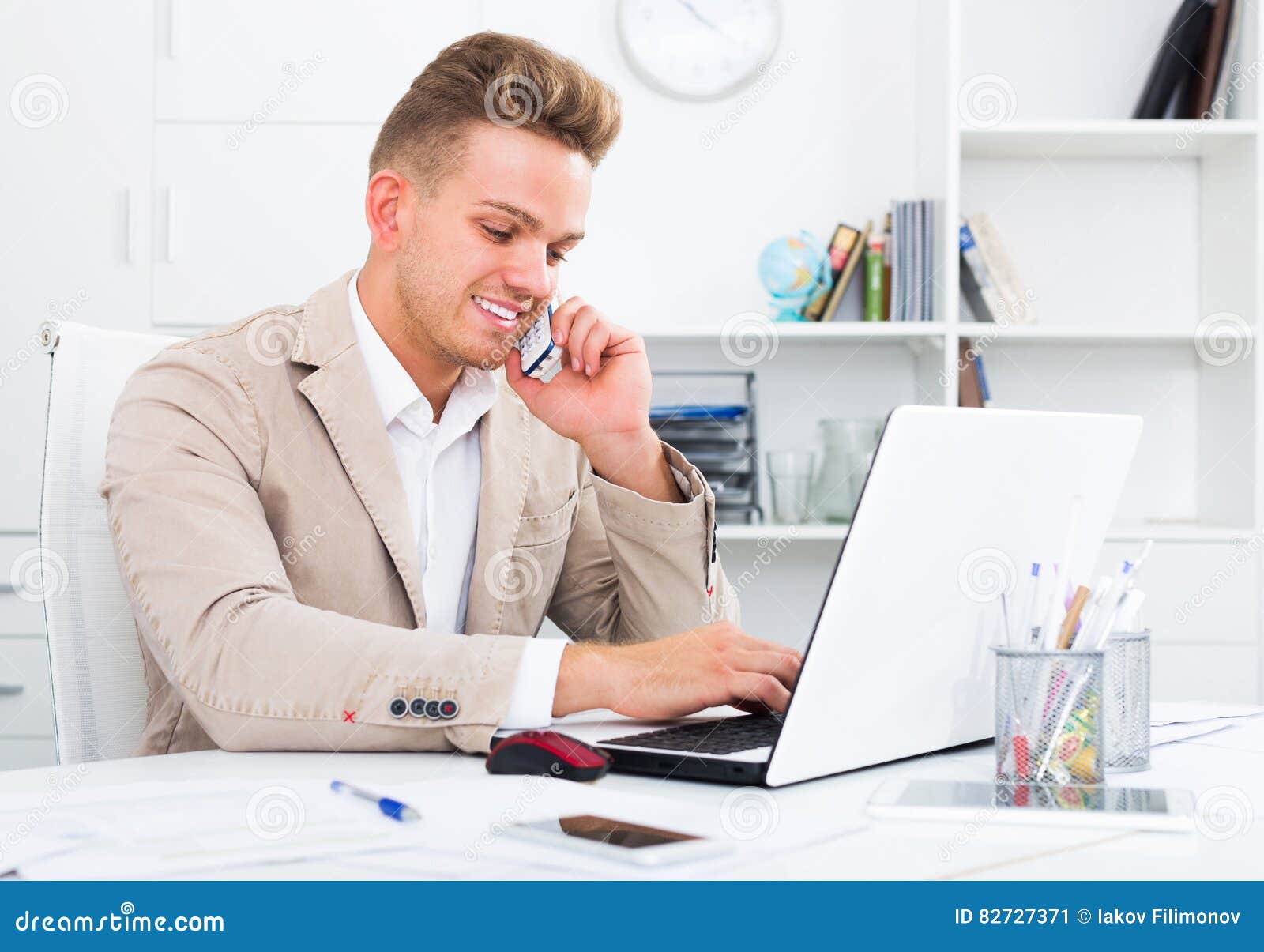 Man Having Mobile Conversation Stock Image - Image of european, chat ...