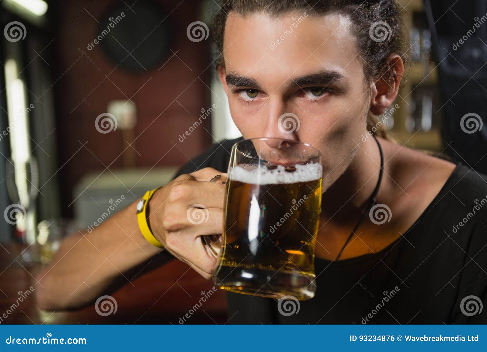 Man Having a Mug of Beer at Counter Stock Photo - Image of classy ...