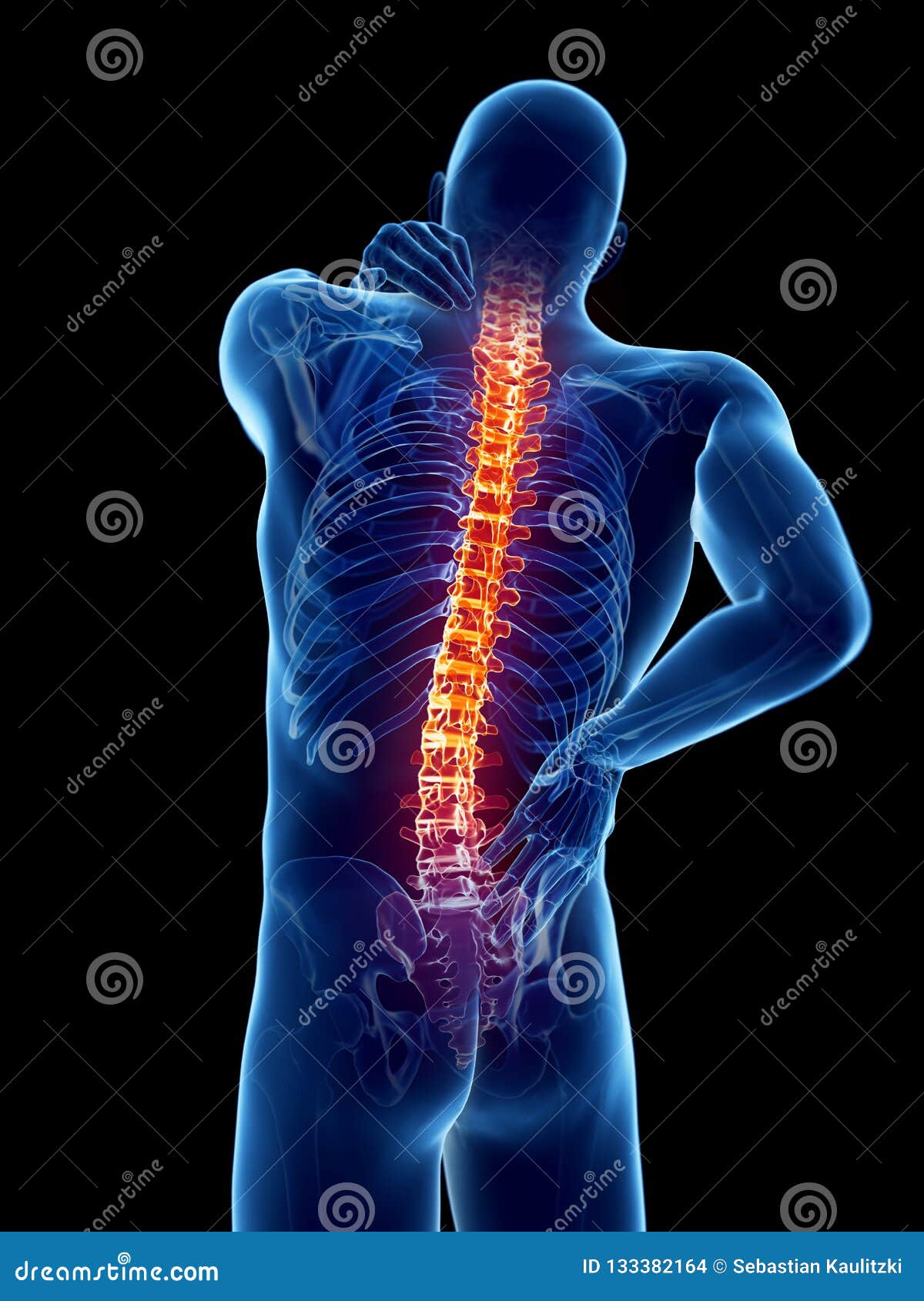 A Man Having a Painful Back Stock Illustration - Illustration of ...