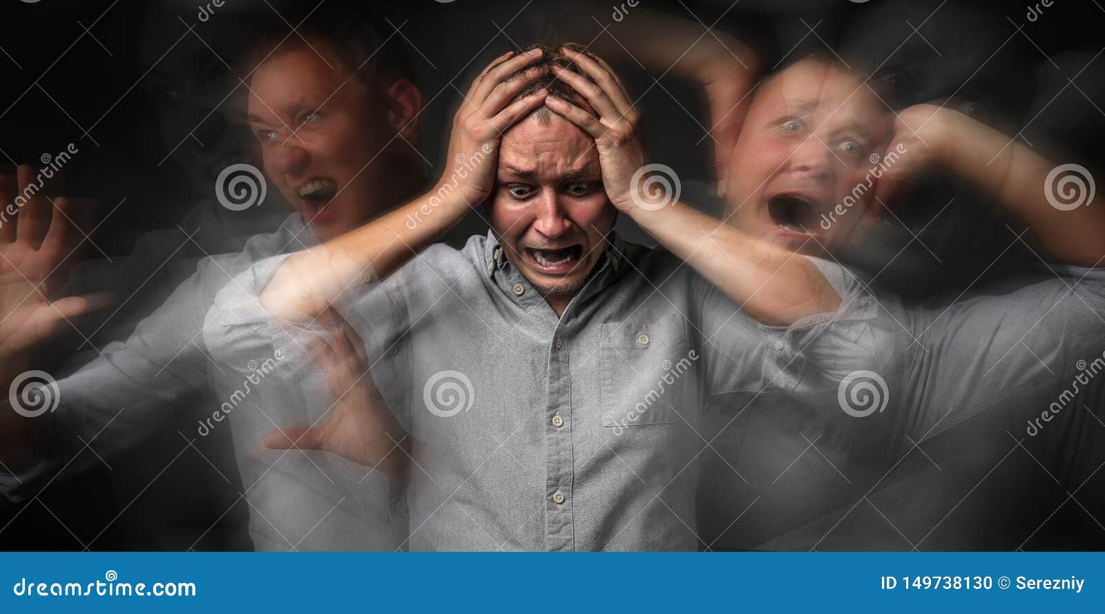 Man Having Panic Attack on Dark Background Stock Photo - Image of ... Man Having Panic Attack on Dark Background Stock Photo - Image of ...