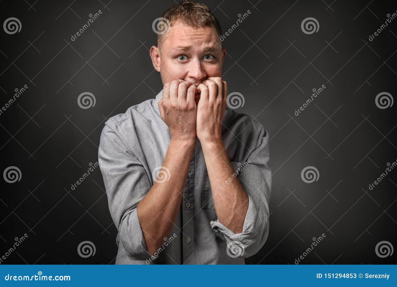 Man Having Panic Attack On Dark Background Stock Image - Image of ...