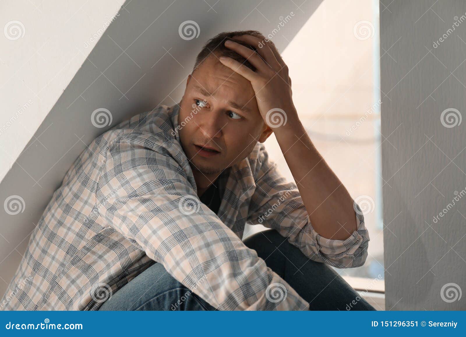 Man Having Panic Attack Indoors Stock Image - Image of home, emotional ...