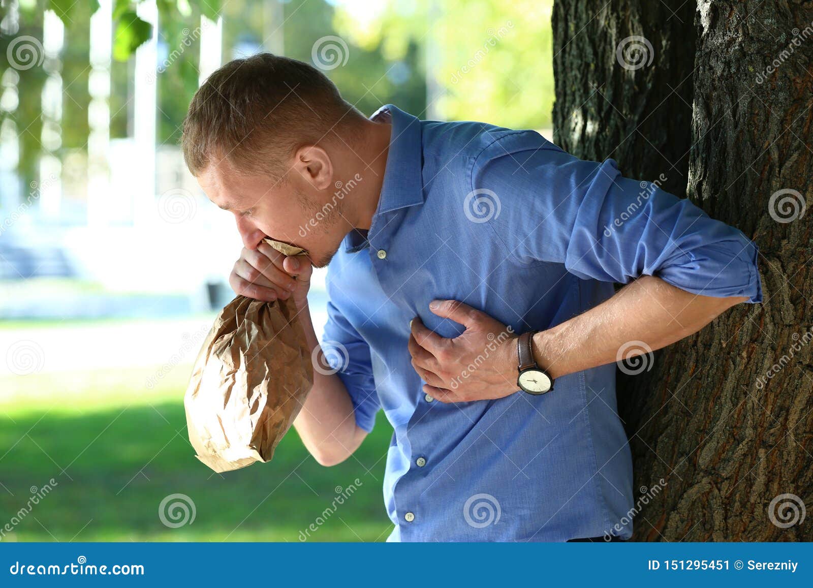 Man Having Panic Attack Outdoors Stock Image - Image of businessman ...