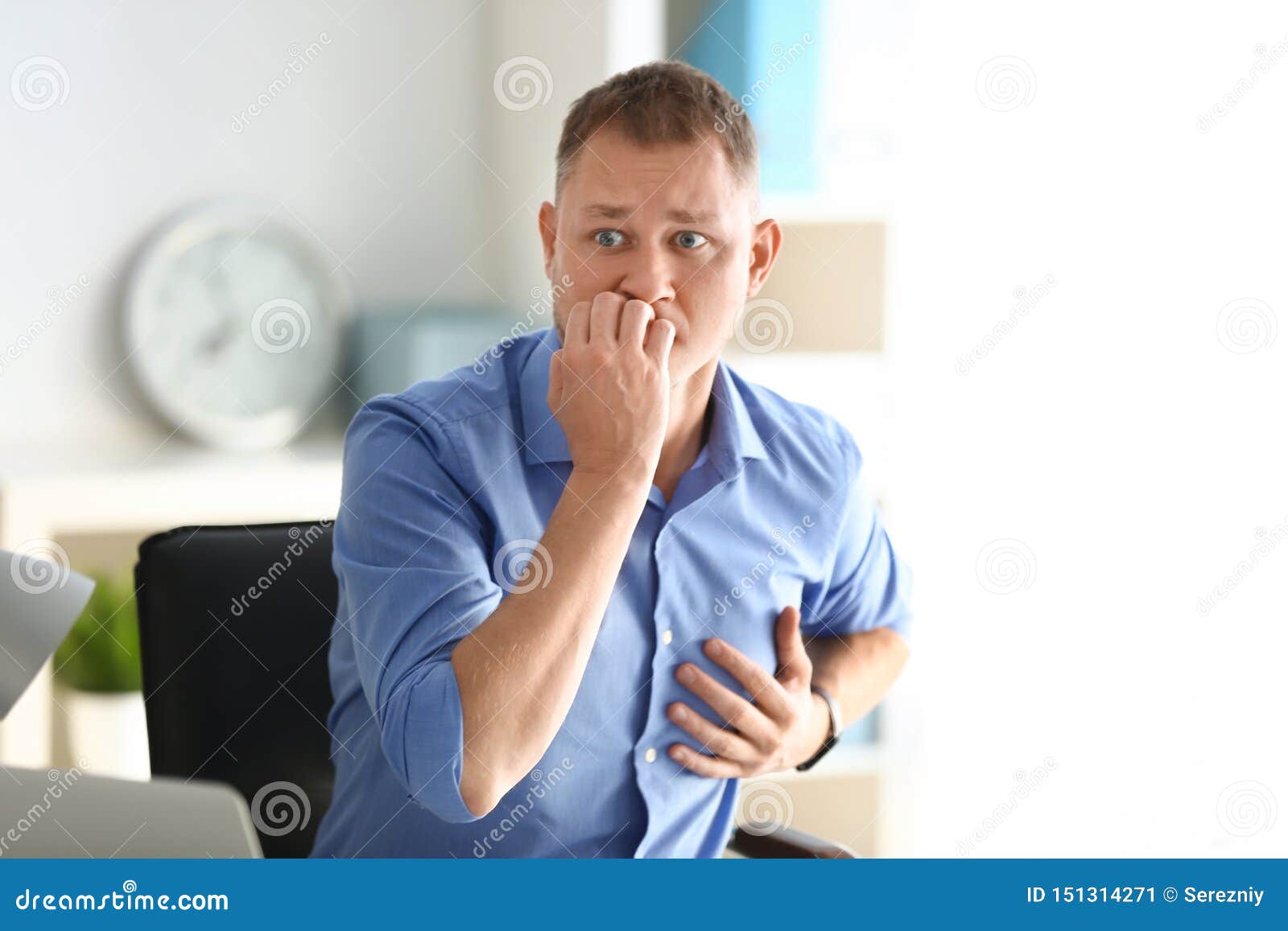 Man Having Panic Attack at Workplace in Office Stock Image - Image of ...