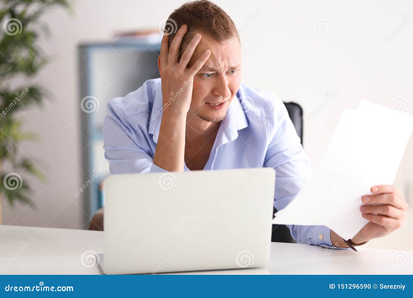 Man Having Panic Attack at Workplace in Office Stock Photo - Image of ...