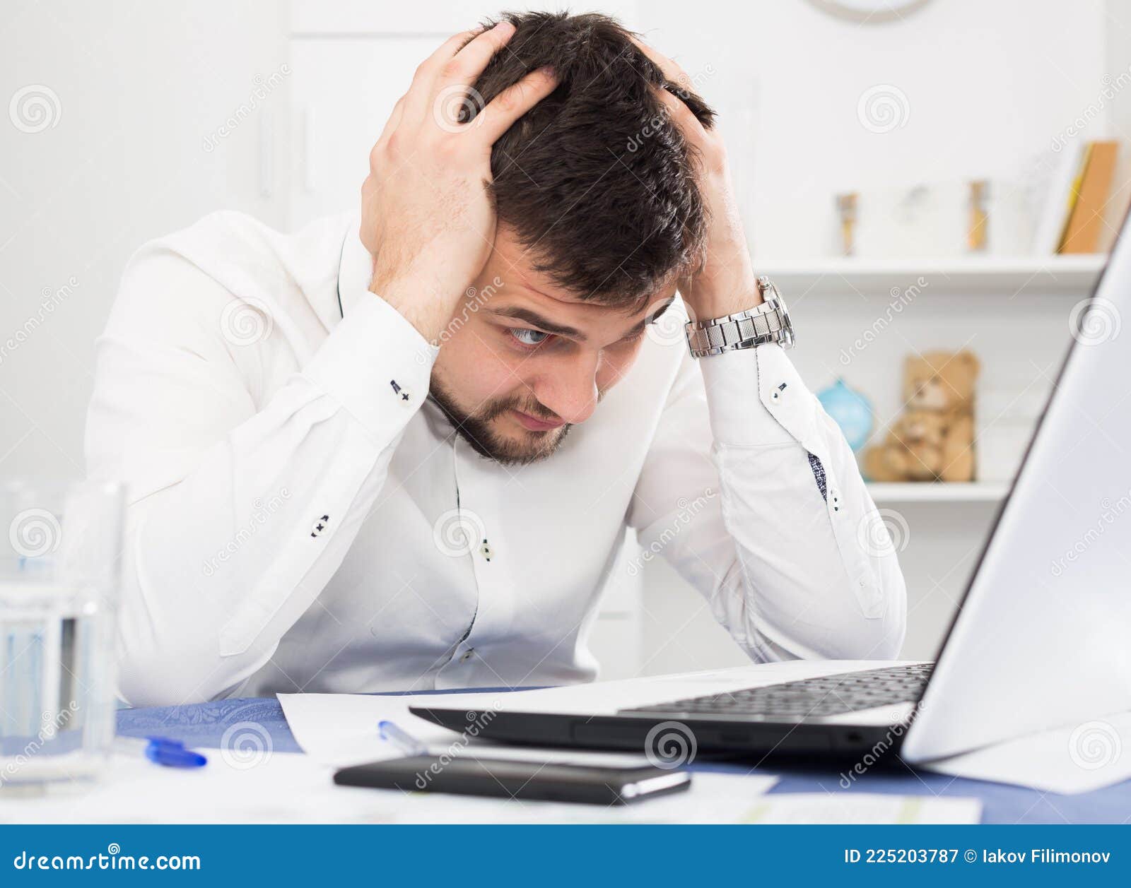 Man Having Problem in Office Stock Image - Image of office, manager ...
