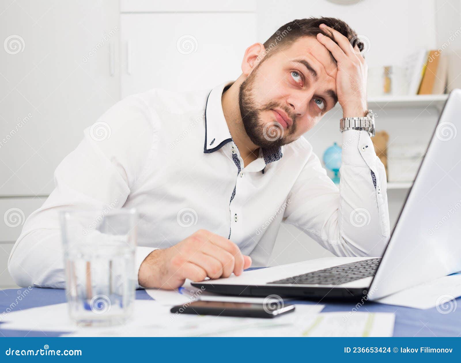 Man Having Problem in Office Stock Photo - Image of desk, brainstorming ...