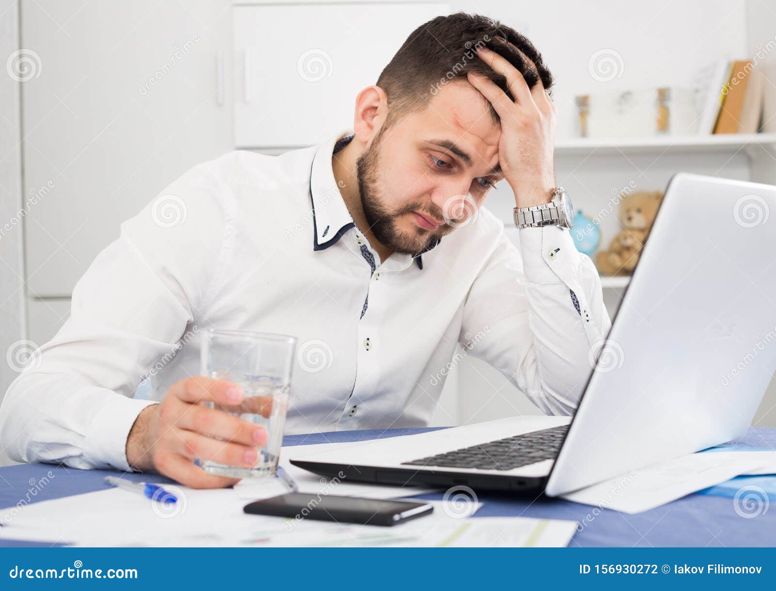 Man Having Problem in Office Stock Photo - Image of complicated, adult ...