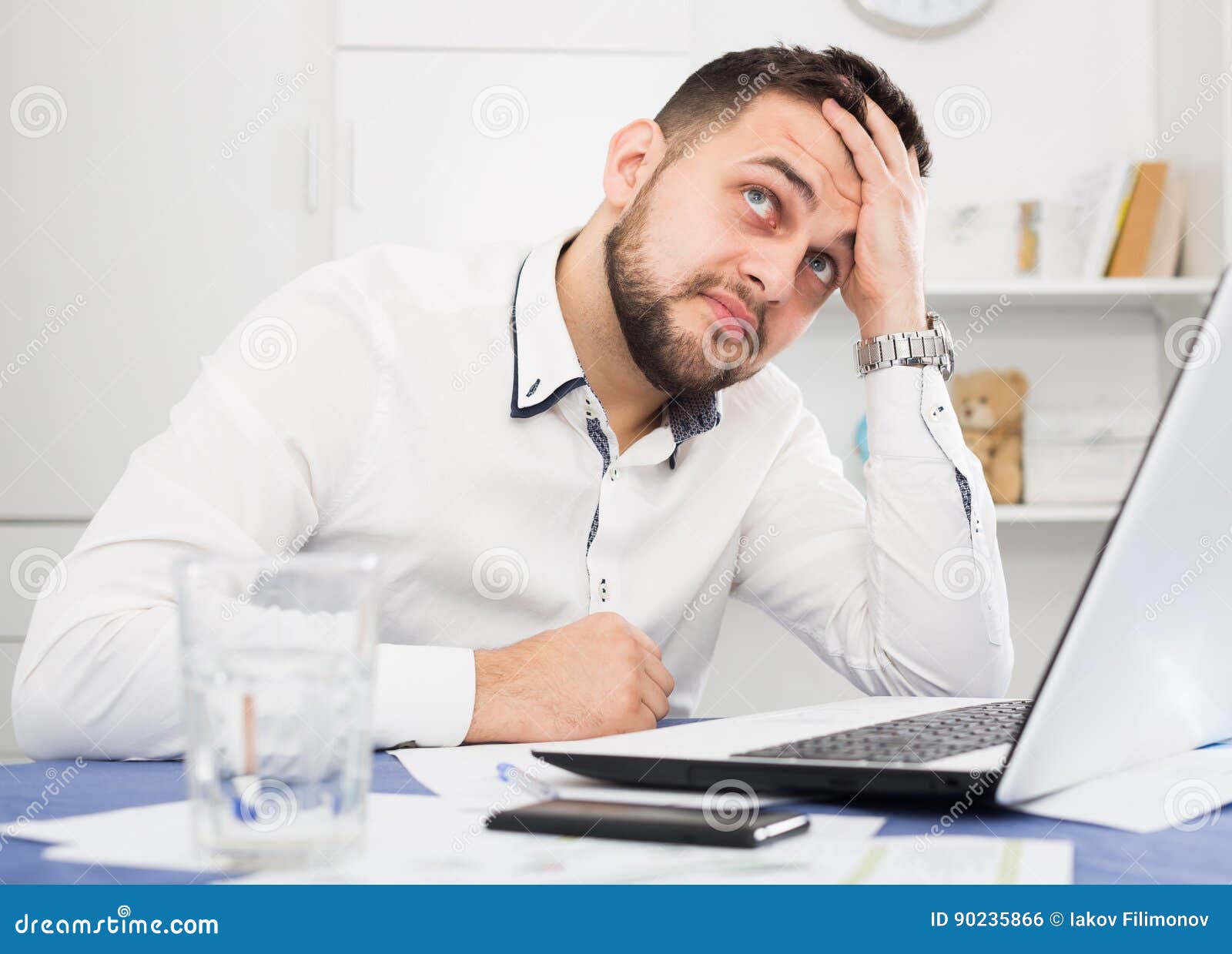 Man Having Problem in Office Stock Photo - Image of brainstorming ...
