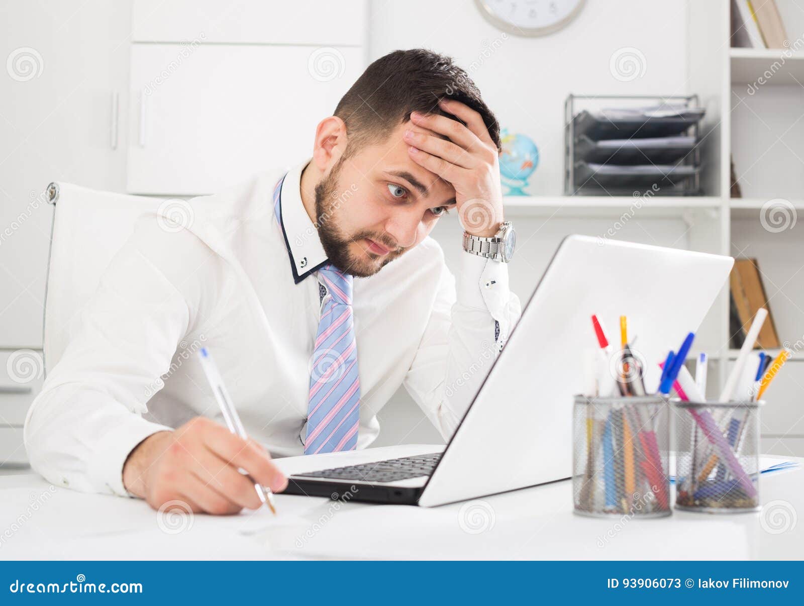 Man Having Problem in Office Stock Image - Image of desk, person: 93906073