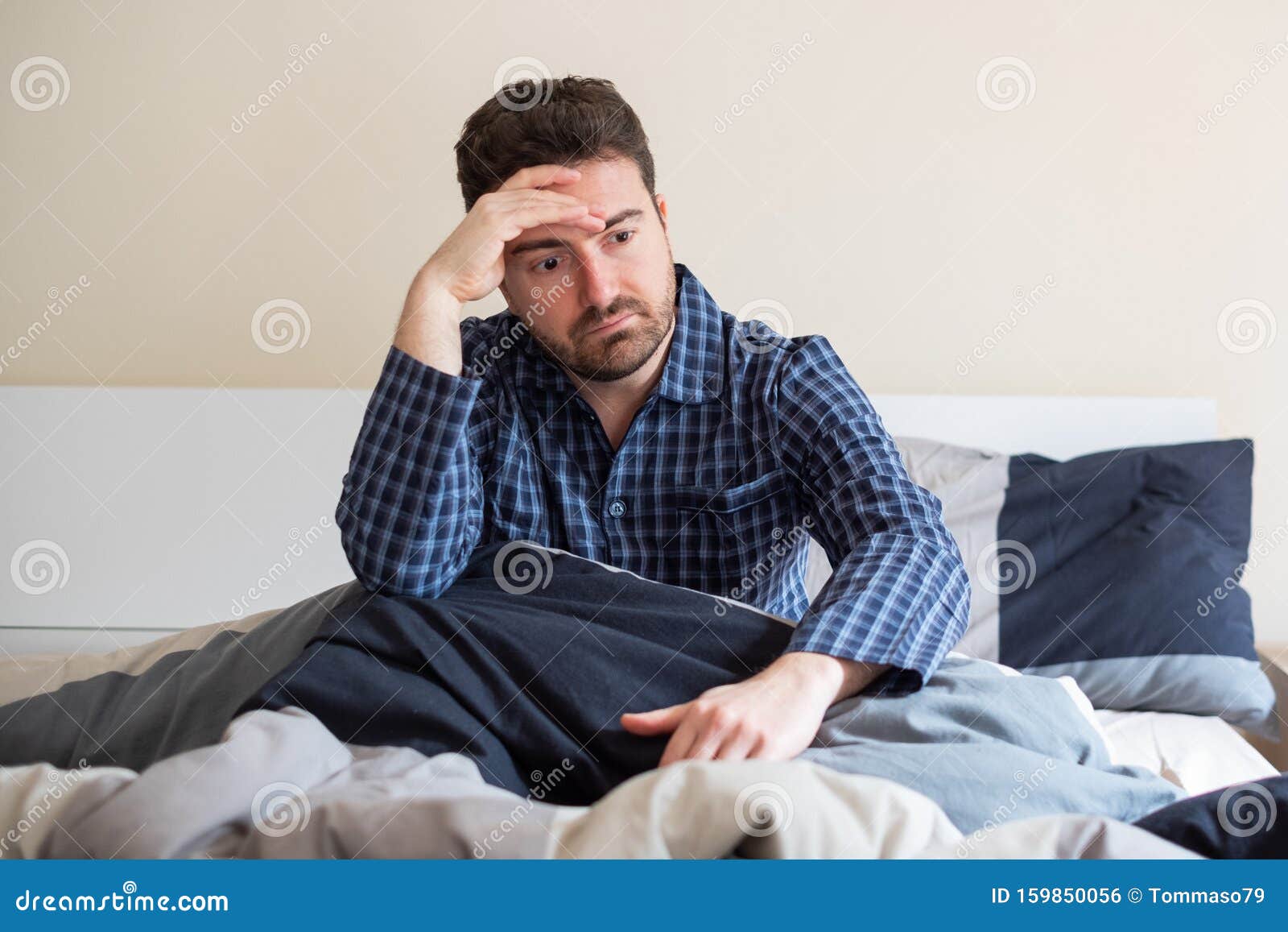 Man Having Problem Sleeping in His Bed Stock Photo - Image of problem ...