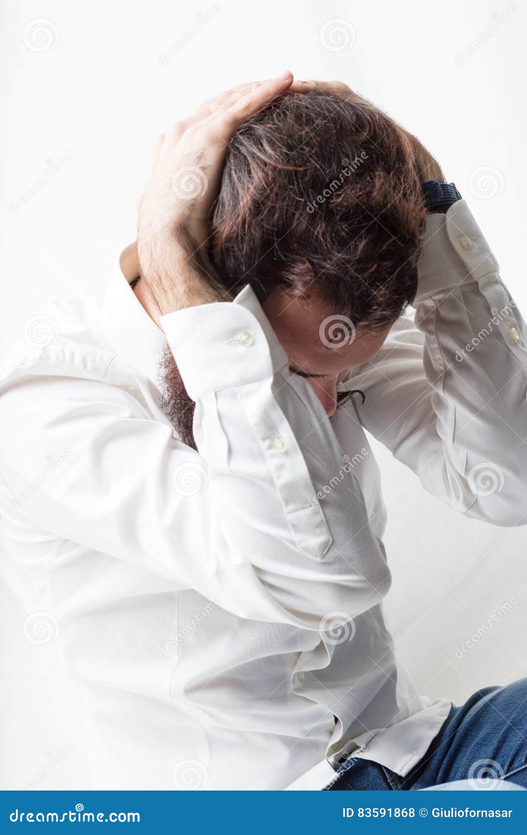 Man Having Problems or Headache Stock Photo - Image of chic, illness ...