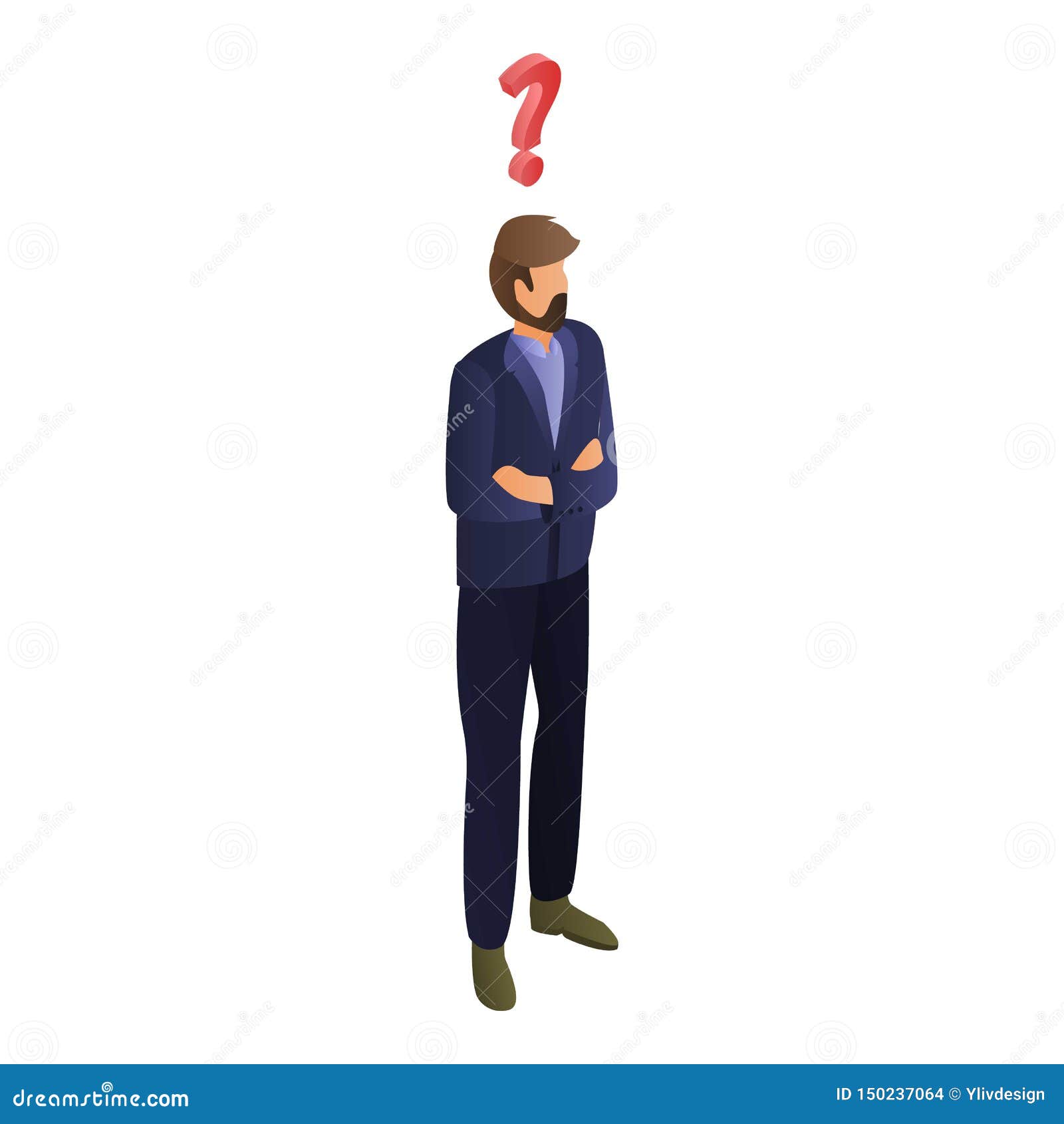 Man Having Question Icon, Isometric Style Stock Vector - Illustration ...