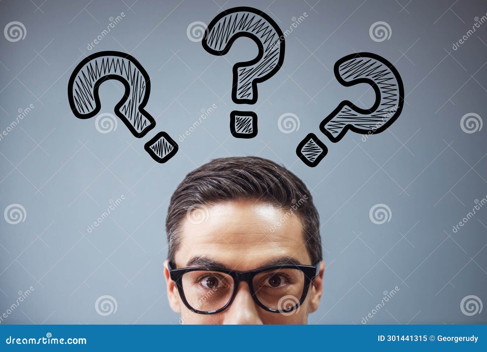 Man having questions stock image. Image of manager, concept - 301441315