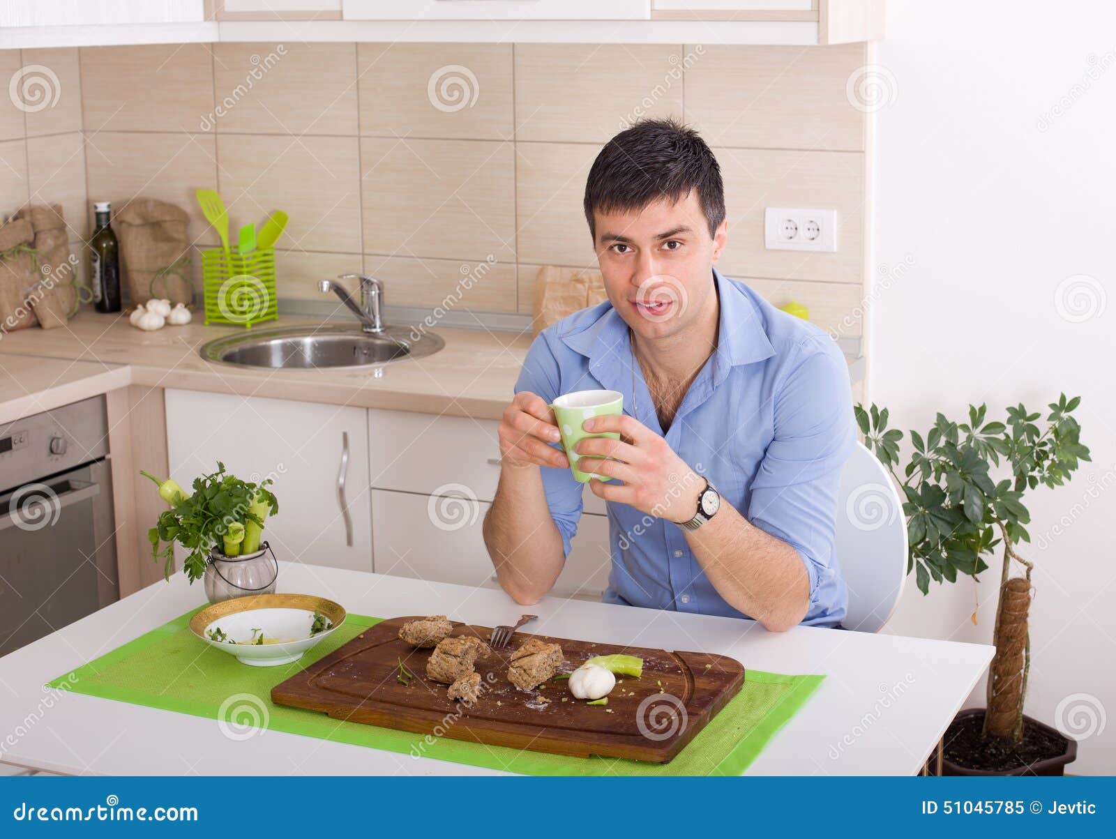 Man having snack stock image. Image of house, meal, health - 51045785