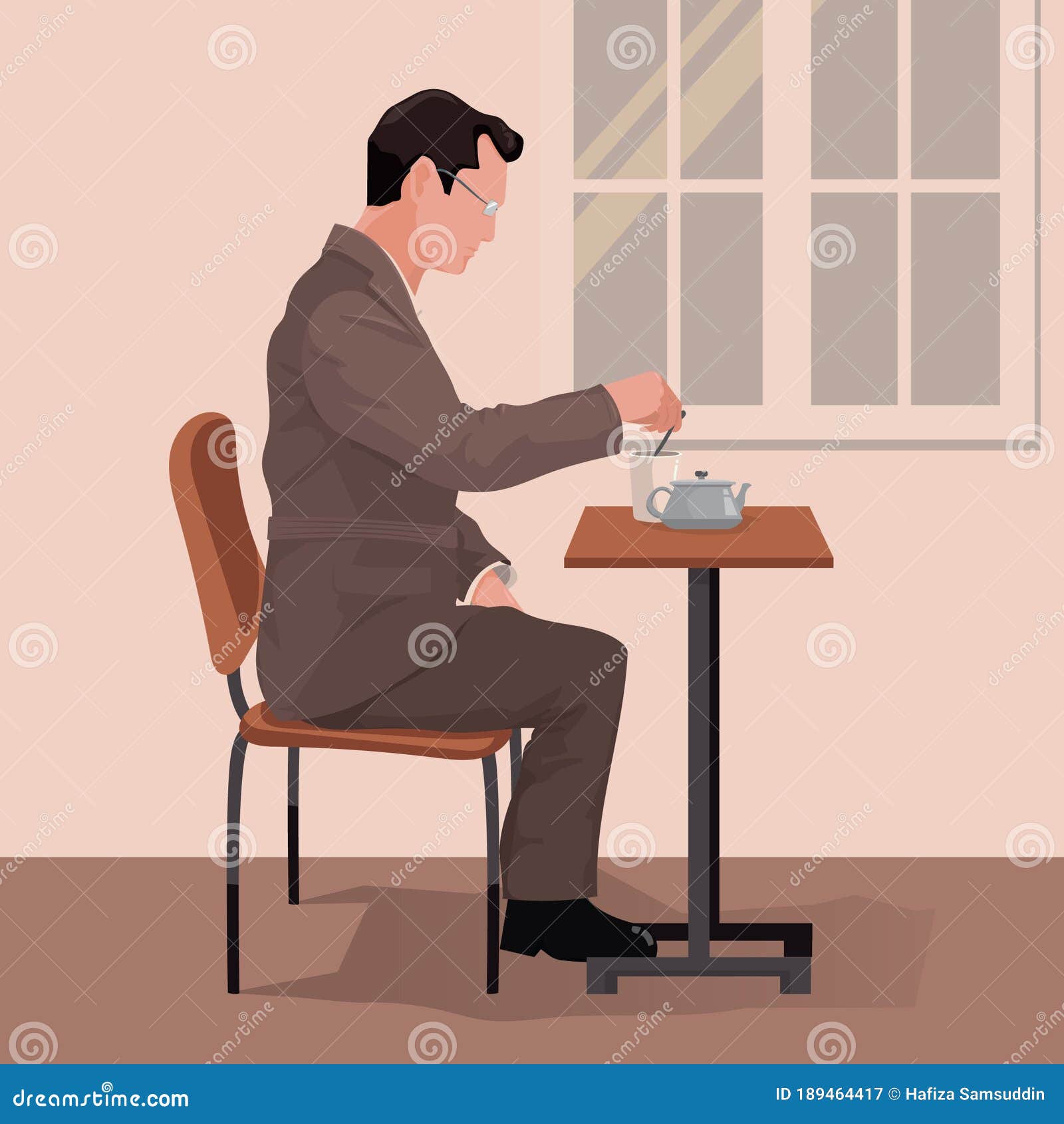 Man Having Tea. Vector Illustration Decorative Design Stock Vector ...