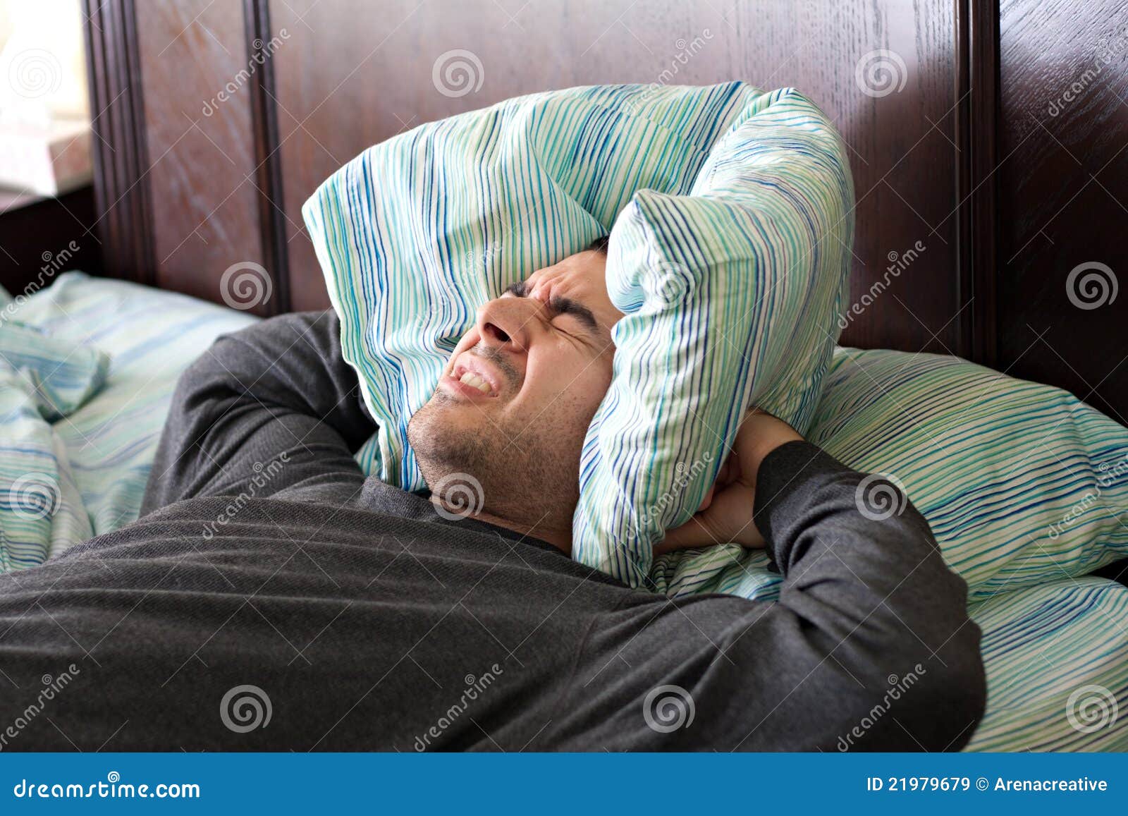 Man Having Trouble Sleeping Stock Image - Image of sleeper, noisy: 21979679