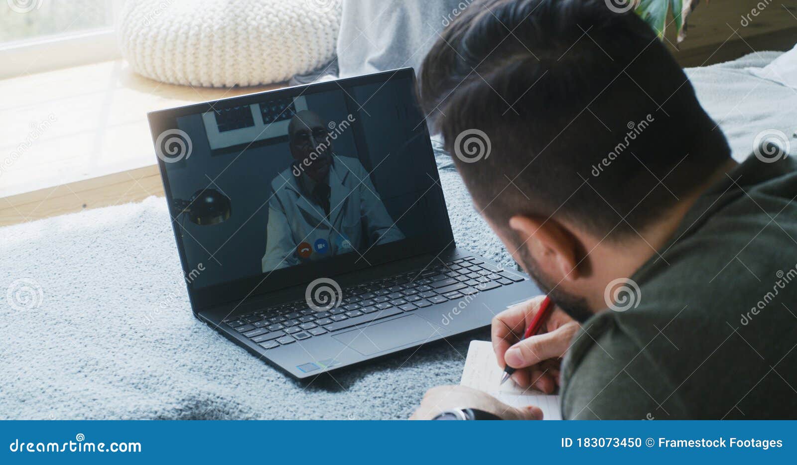 Man Having Video Consultation with Doctor Stock Photo - Image of ...