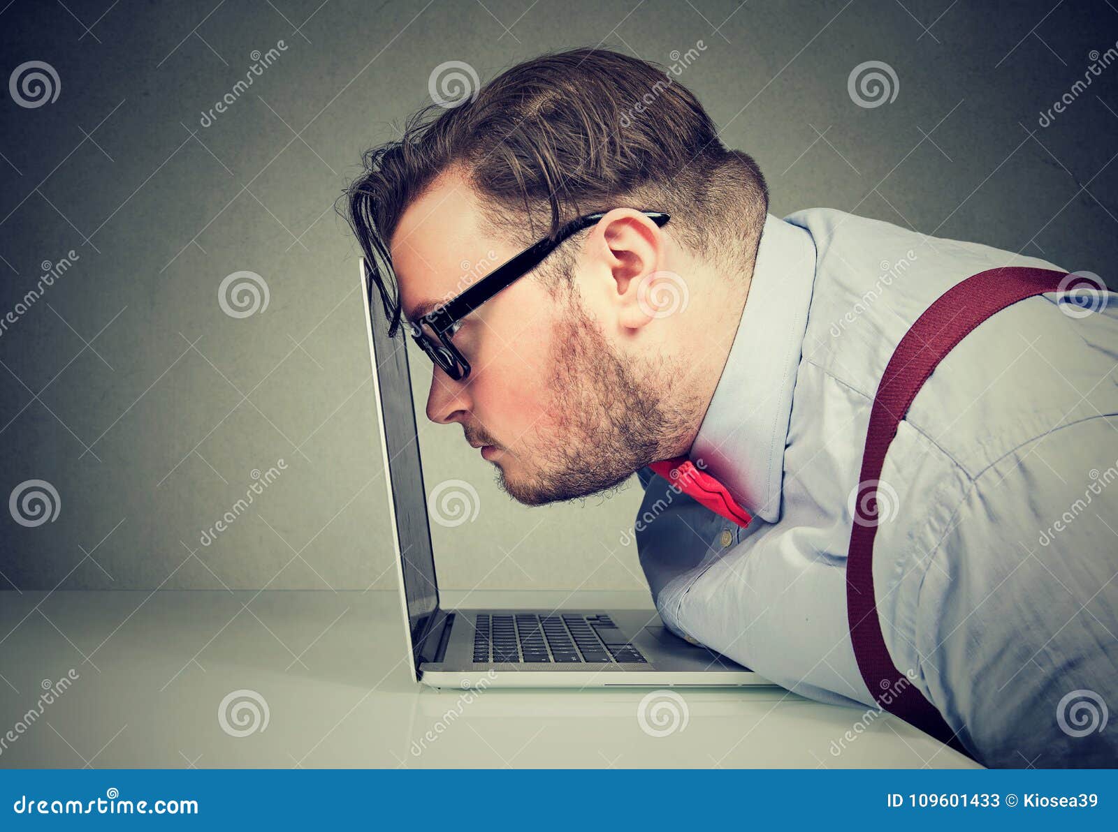 Man Having Vision Problem when Working Stock Image - Image of negative ...
