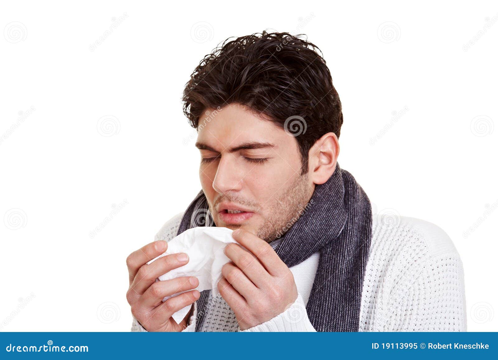 Man with hay fever stock image. Image of sick, sternutation - 19113995