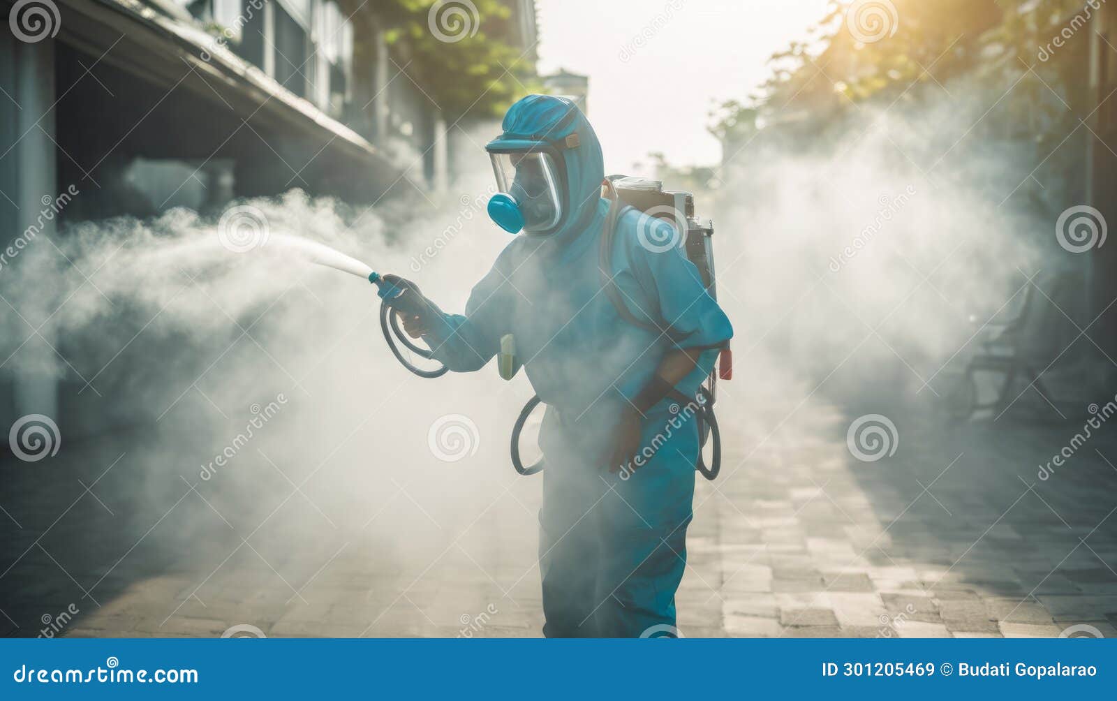 A Man in a Hazmat Suit Spraying Something Stock Illustration ...