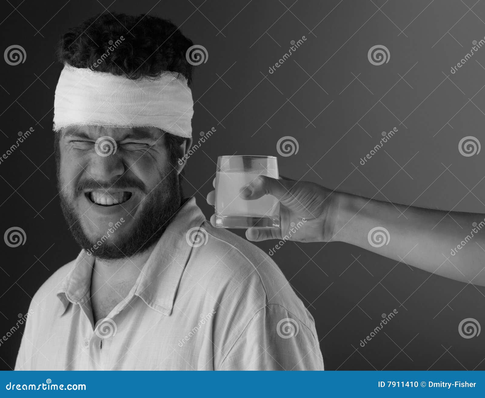 Man with head bandage stock photo. Image of bandage, black - 7911410