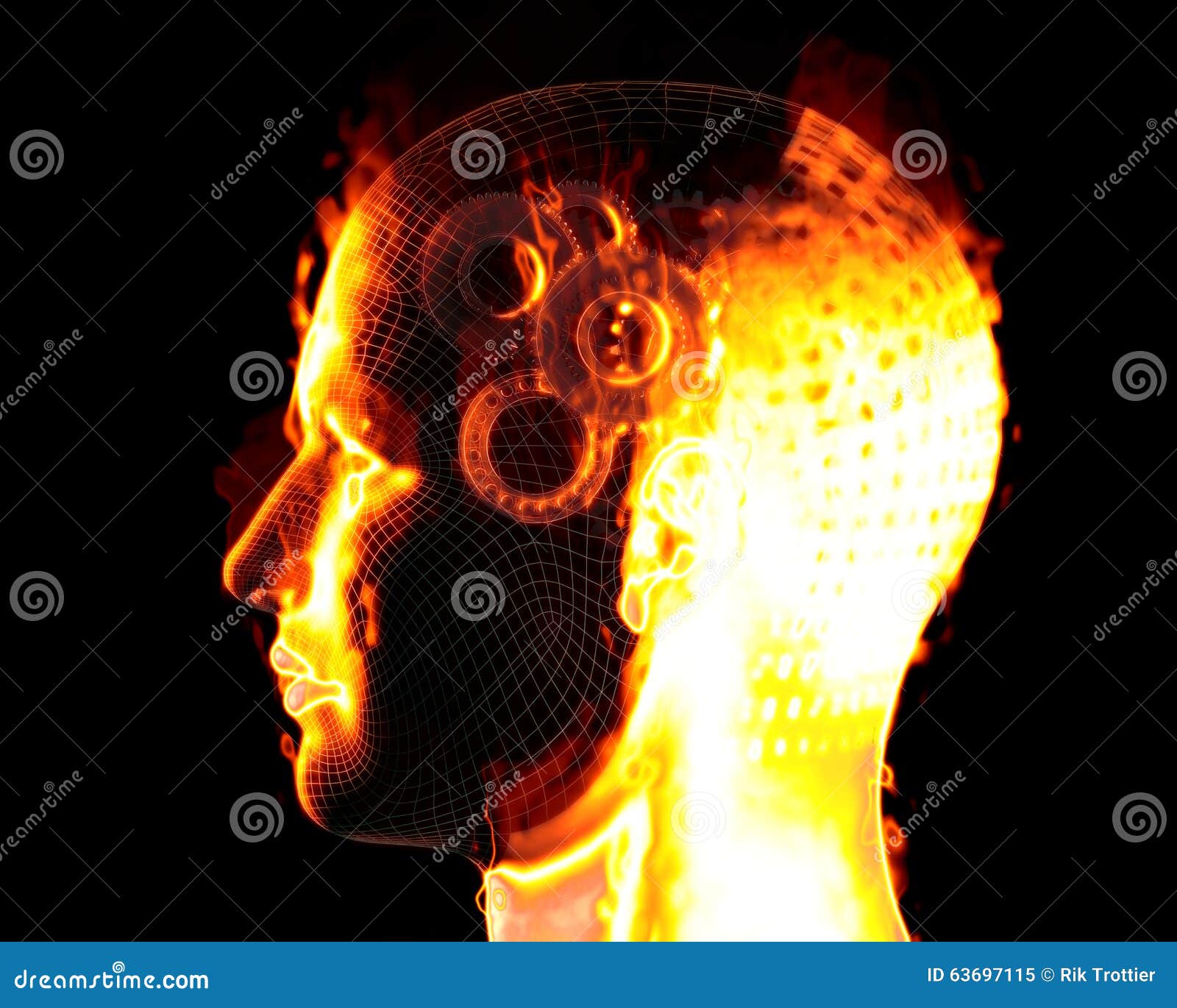 Man head burning stock illustration. Illustration of concept - 63697115
