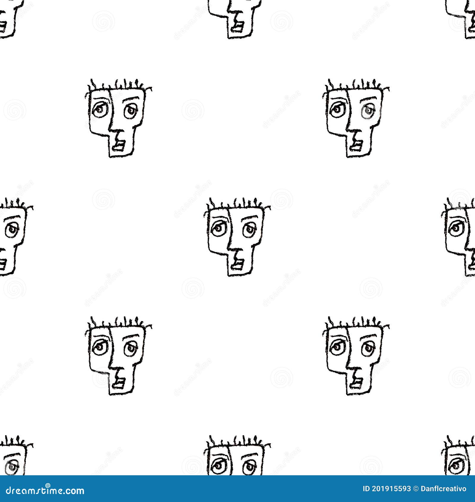 Man Head Caricature Drawing Motif Seamless Pattern Stock Illustration ...